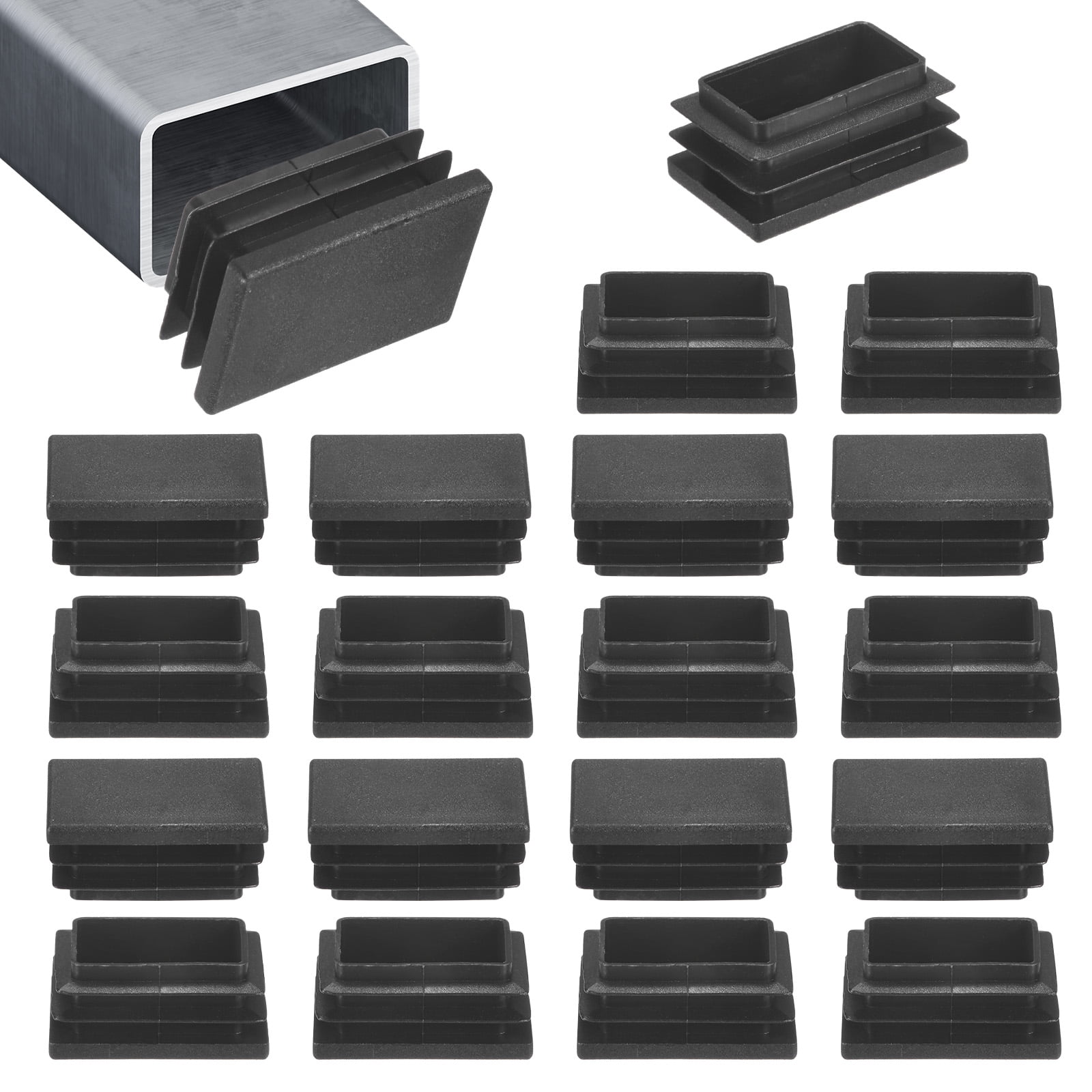 Uxcell 50-Pack Tubing End Caps, 1.5 x 1 Inch Plastic Rectangle Hole ...