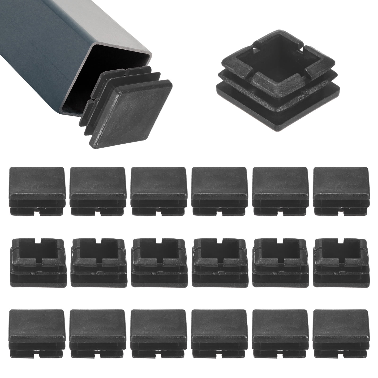 Uxcell 50 Pack Tubing End Caps 1 x 1" Plastic Square Hole Plugs Inserts ...