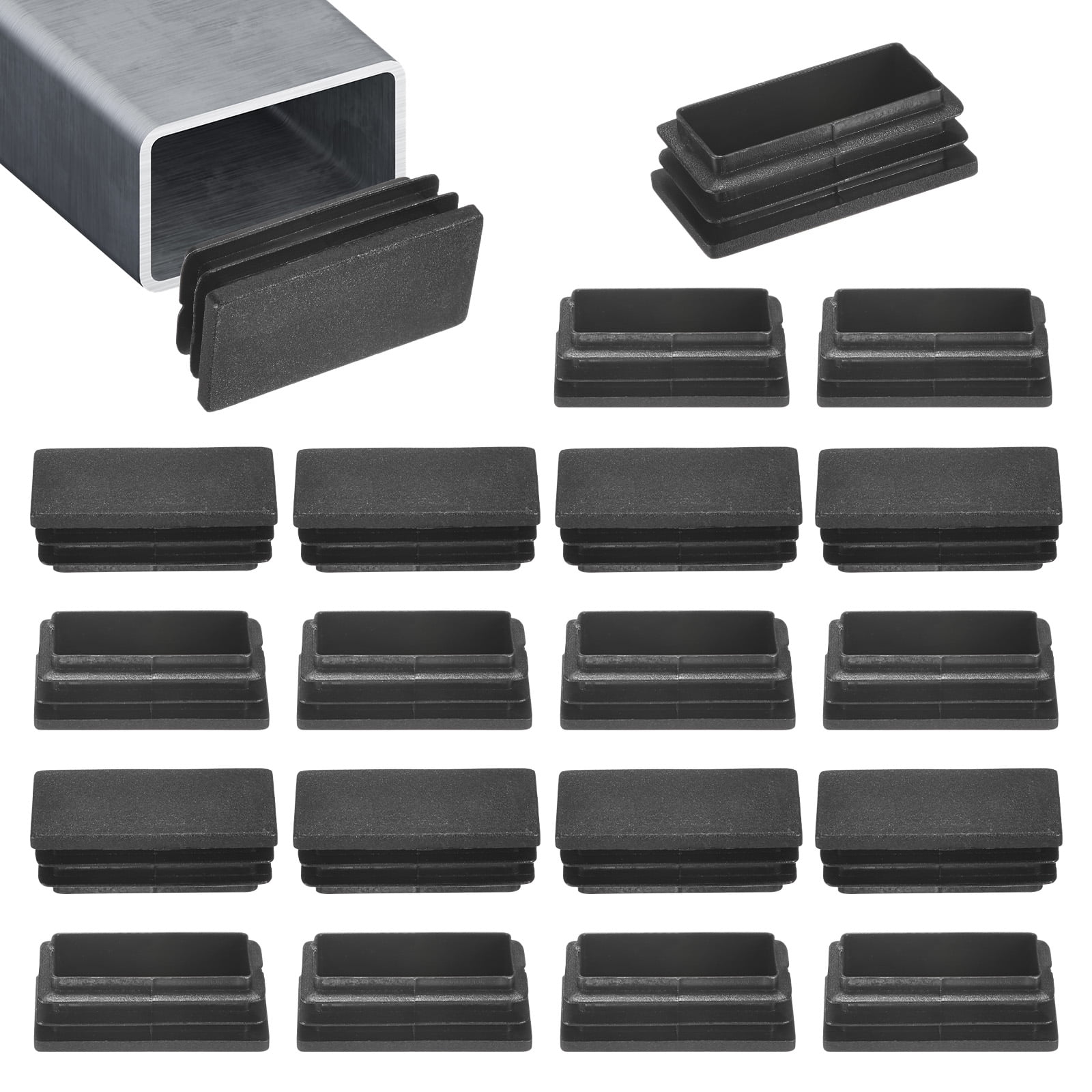 Uxcell 50-Pack Tubing End Caps, 2 x 1 Inch Plastic Rectangle Hole Plugs ...