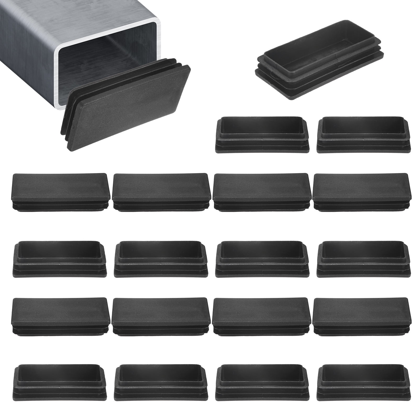 Uxcell 50-Pack Tubing End Caps, 4 x 2 Inch Plastic Rectangle Hole Plugs ...