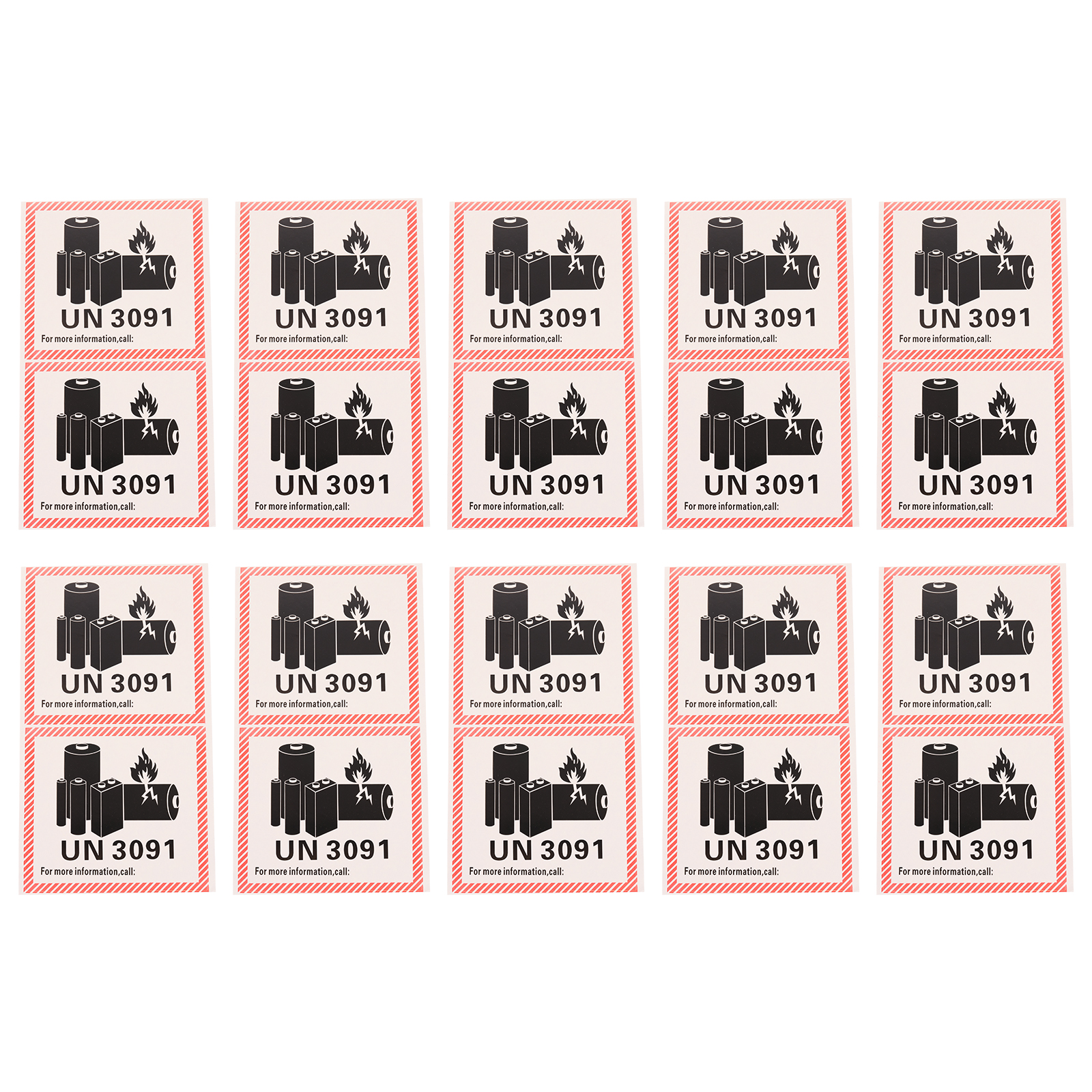 Uxcell 50 Pack UN3091 Battery Stickers Caution Warning Labels for ...