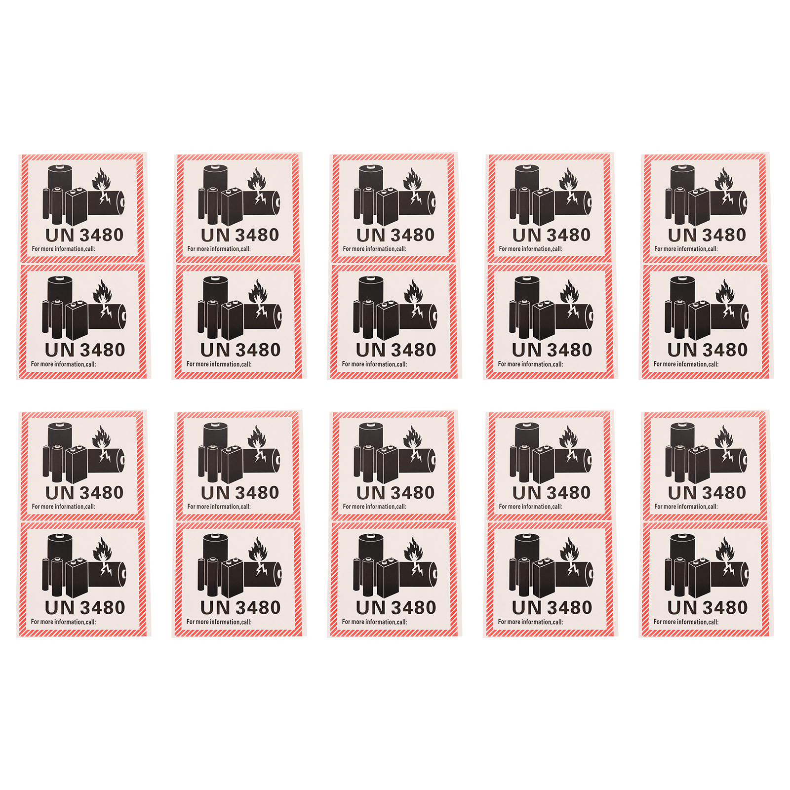 Uxcell 50 Pack UN3480 Battery Stickers Caution Warning Labels for ...
