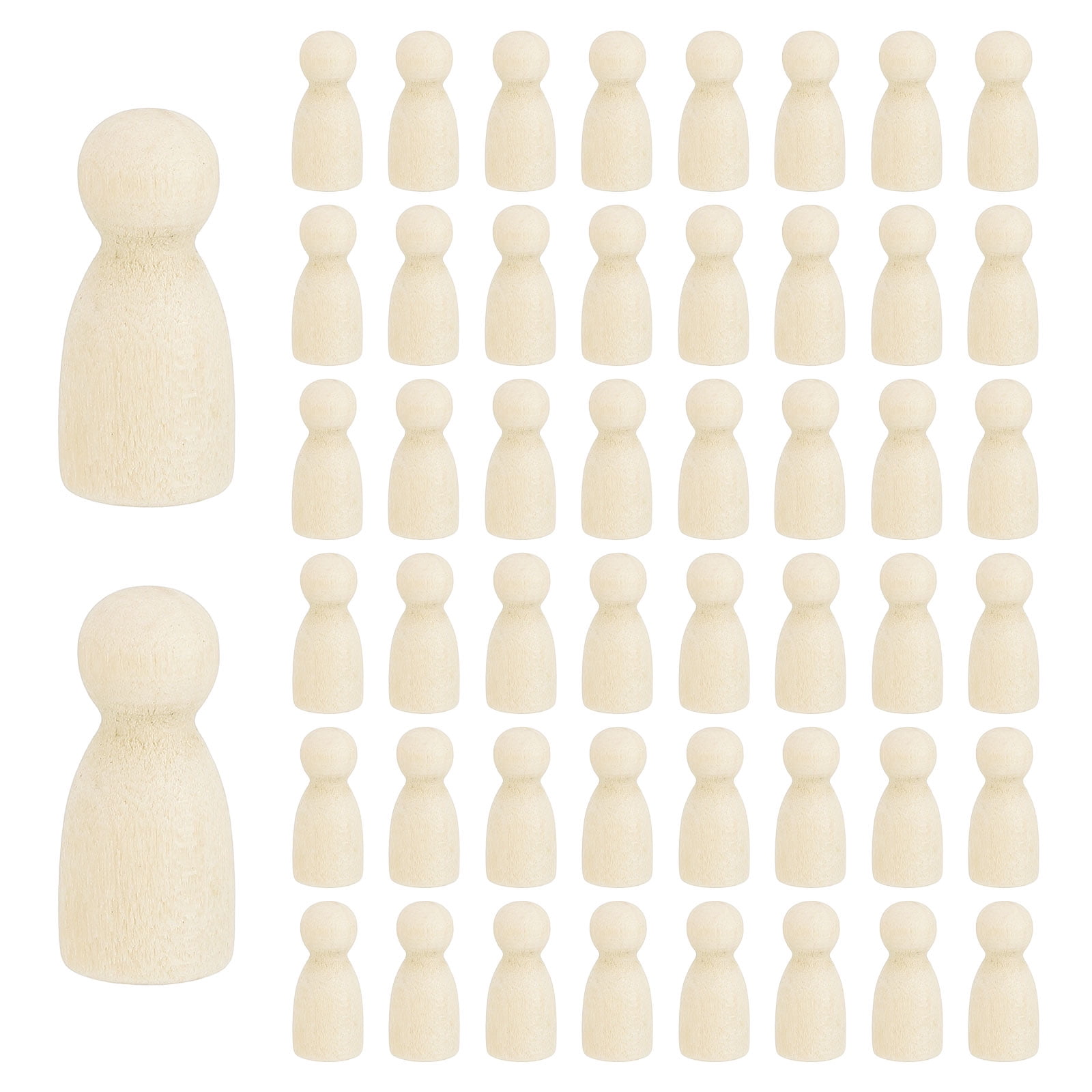 Uxcell 50 Pack Wood Peg Dolls Unfinished, 1" x 1/2" Natural Wooden ...