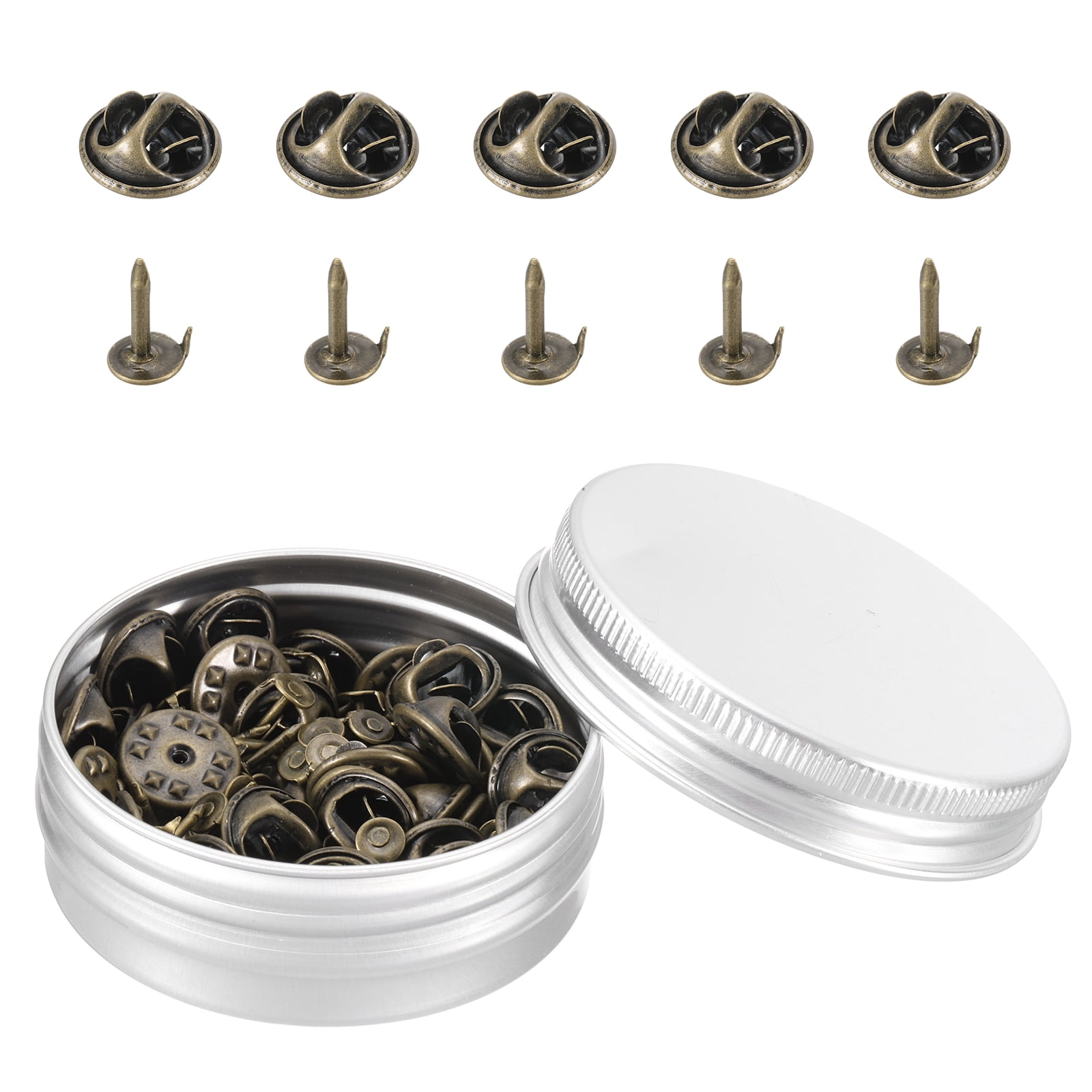 Uxcell 50 Pairs Metal Pin Backs Butterfly Locking Pin Backs 11mm x 4mm ...