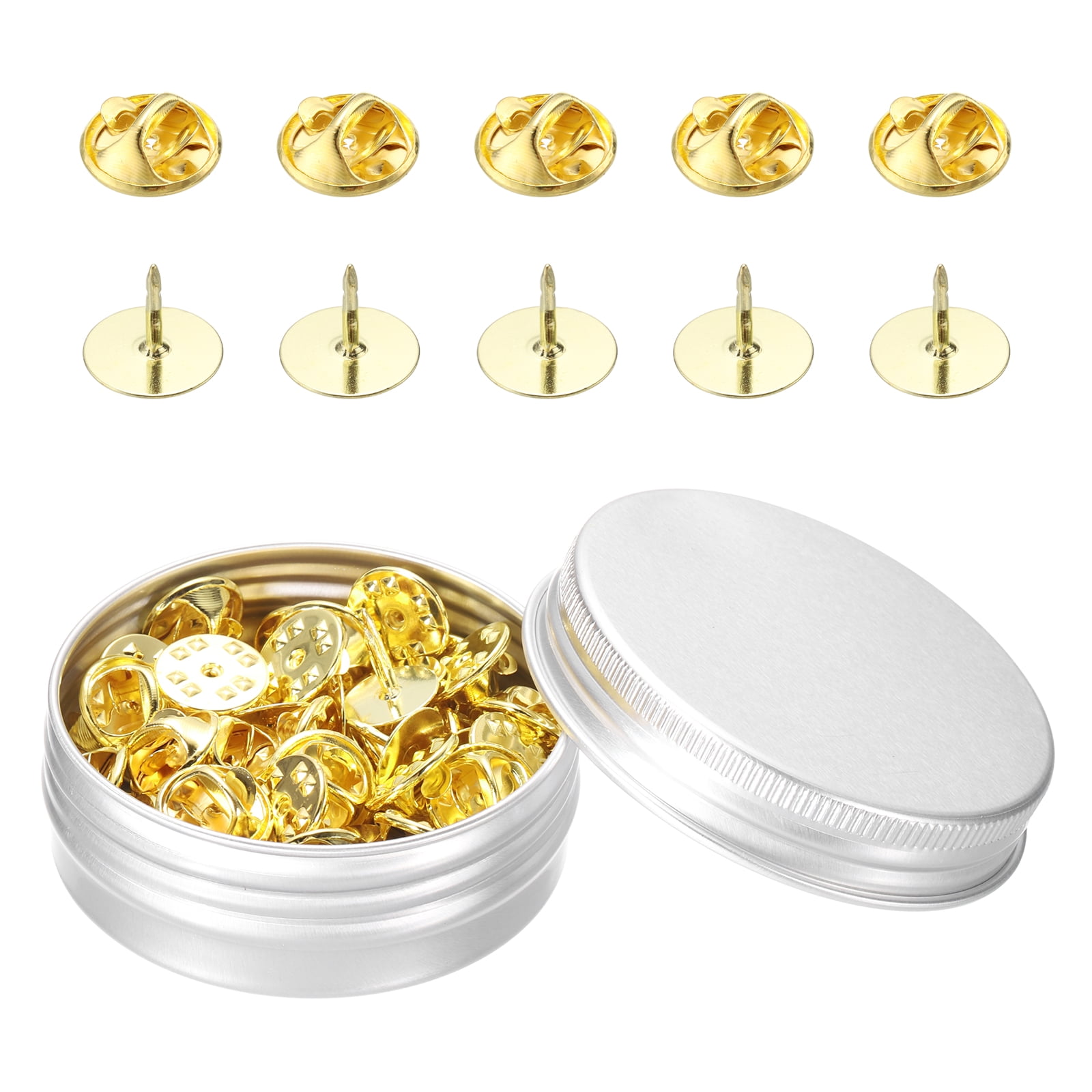 50 Pairs Metal Pin Backs Butterfly Tie Locking Pin Backs Replacement ...