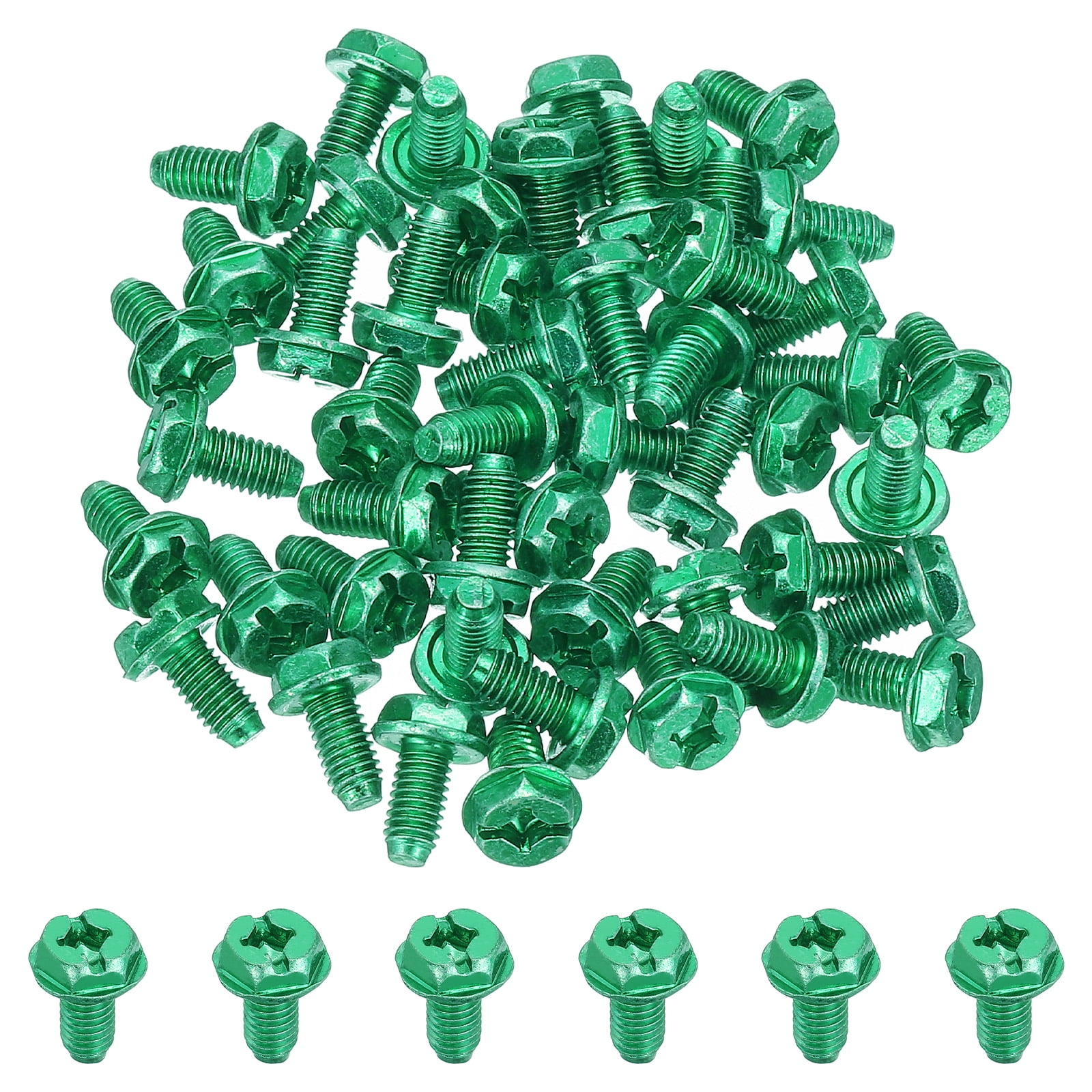 Uxcell 50 Pcs 10-32 x 3/8 Inch Hex Washer Head Grounding Screw,Ground ...