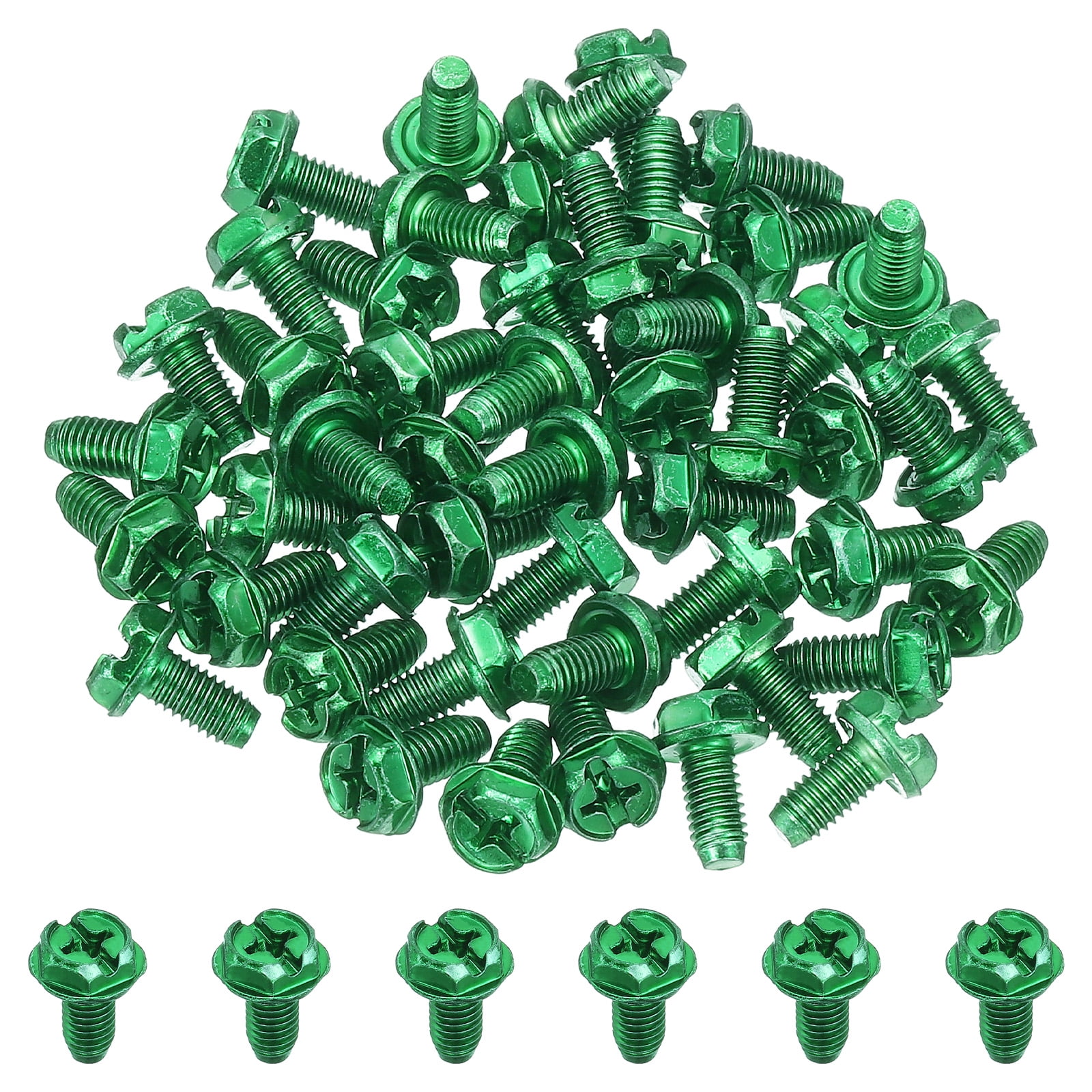 Uxcell 50 Pcs 10-32 x 3/8 Inch Hex Washer Head Grounding Screw,Slotted ...