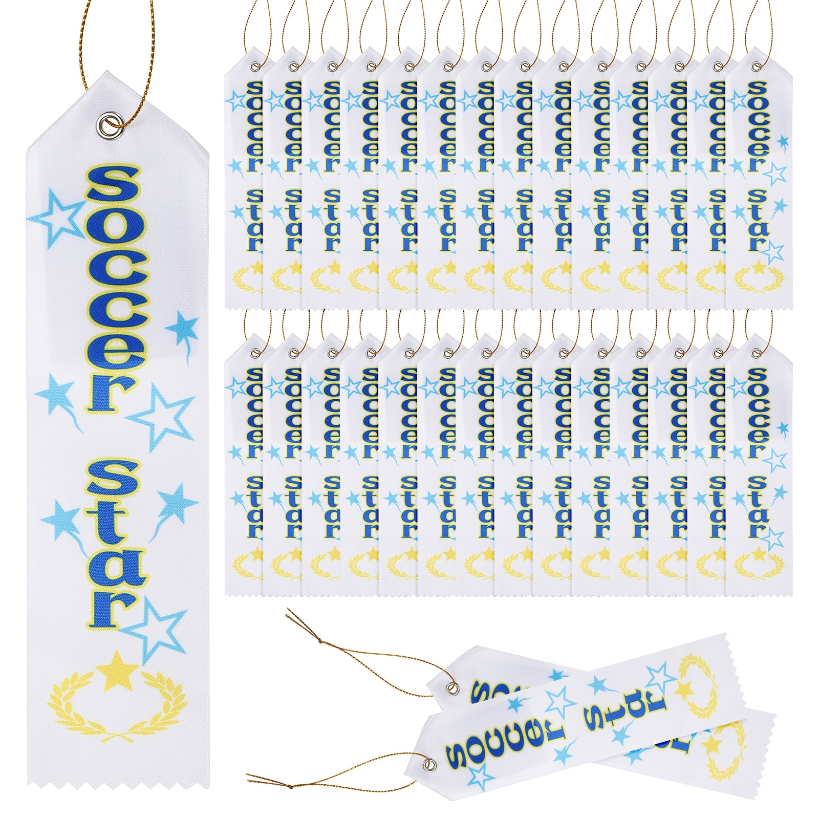 Uxcell 50 Pcs Award Ribbons, 8 x 2 Inch Soccer Star Participation ...