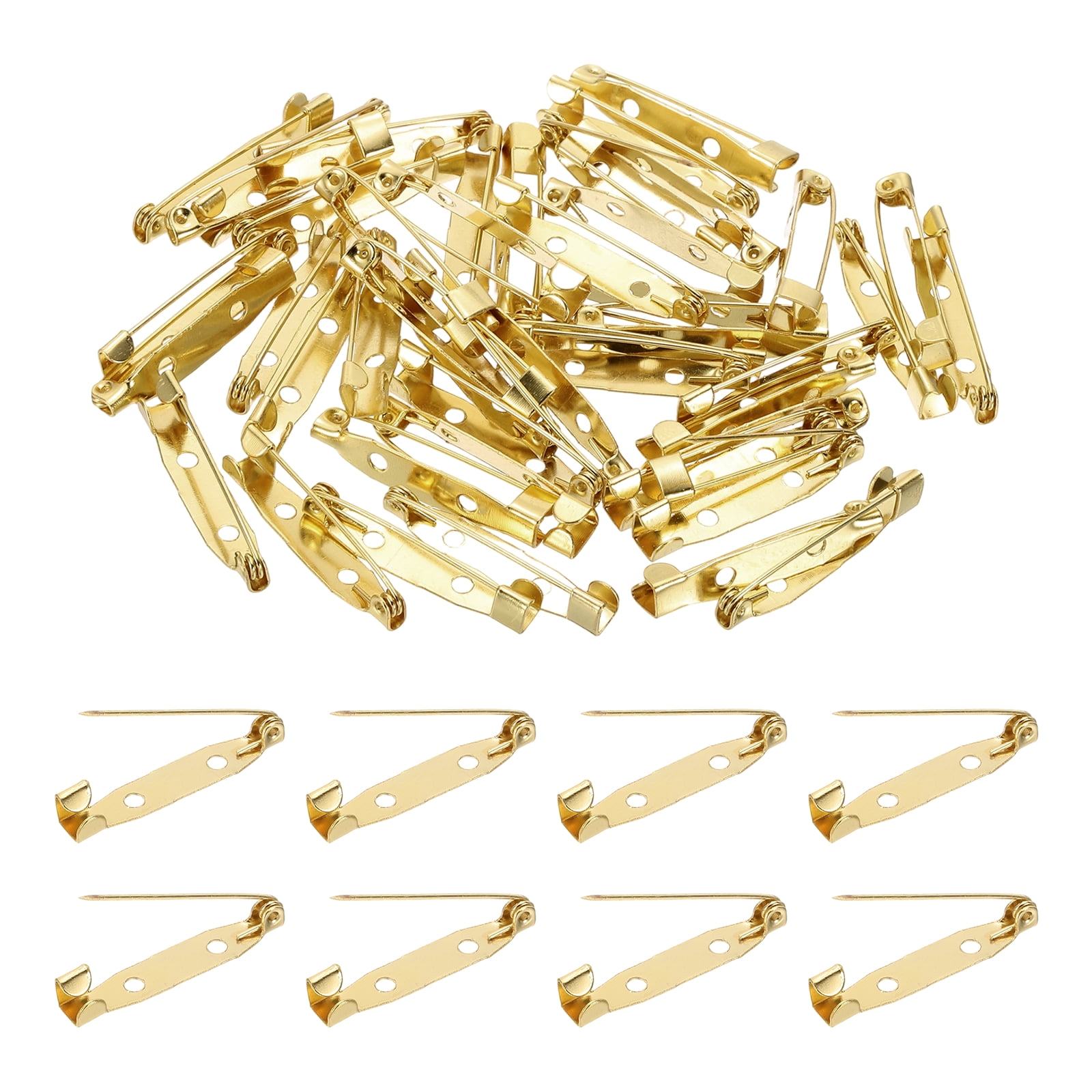 Uxcell 50 Pcs Brooch Pin Back, 30mm (1.17") Bar Pins Backs Safety Clasp ...