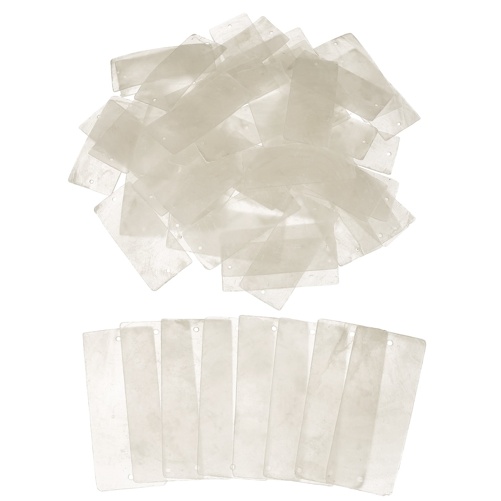 Uxcell 50 Pcs Capiz Shells, 30 mm x 70 mm Natural White Square Mica ...