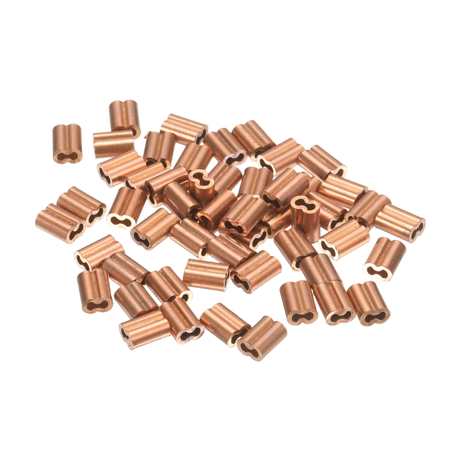 Uxcell 50 Pcs Copper Crimping Loop Sleeve, 6 x 4.5mm / 0.2 x 0.2Inch ...