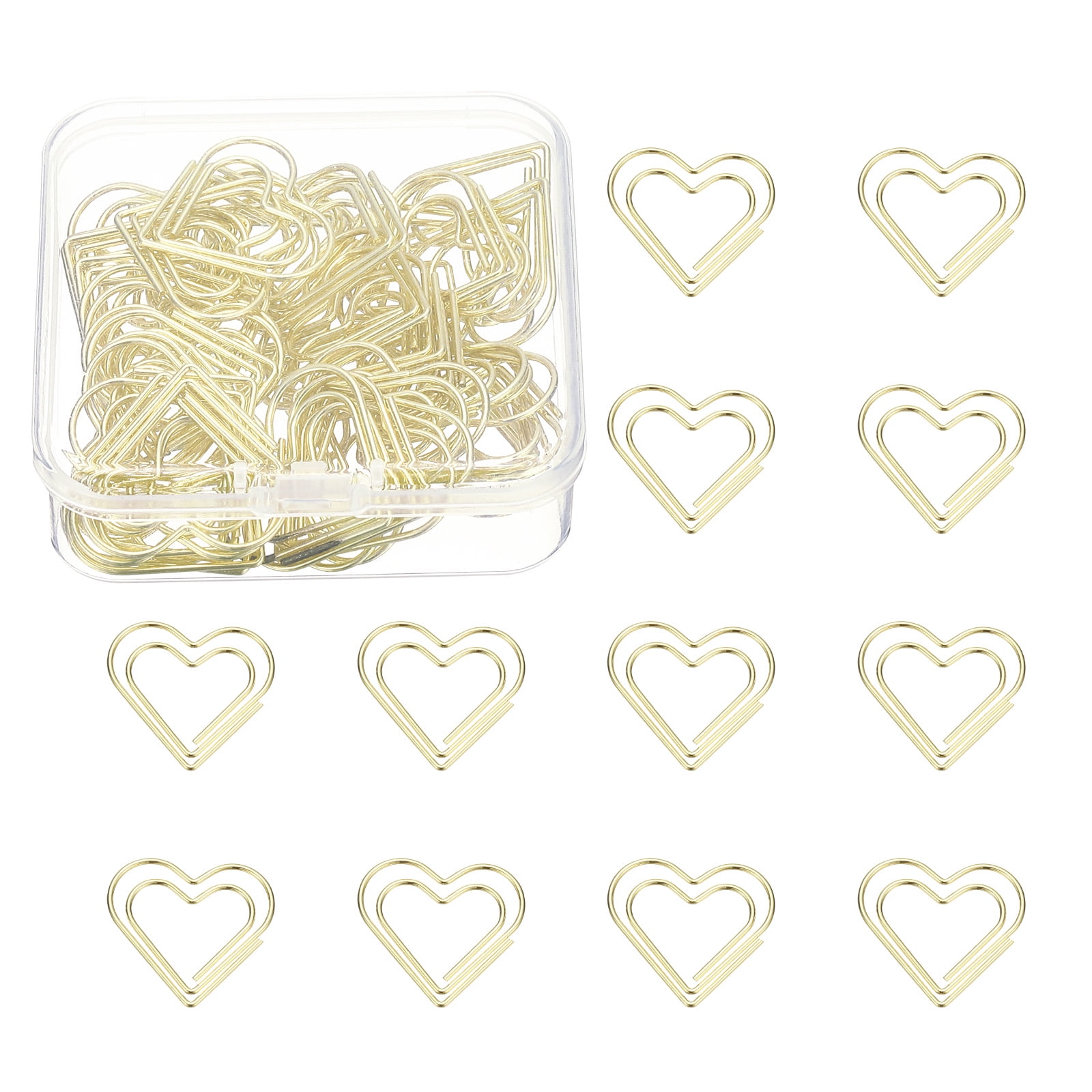 Uxcell 50 Pcs Heart Shape Paper Clip, Metal Cute Small Paper Clamp ...