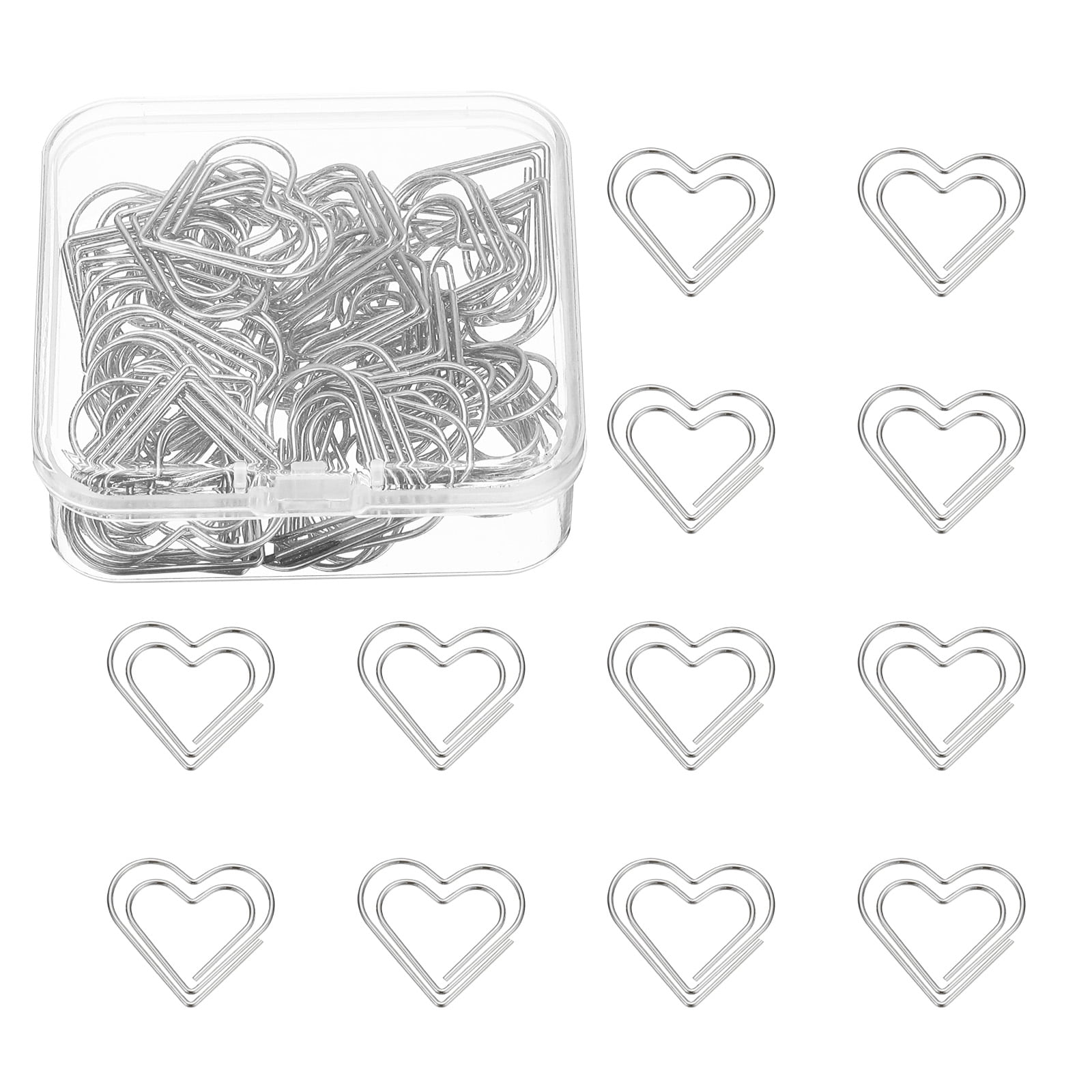 Uxcell 50 Pcs Heart Shape Paper Clip, Metal Cute Small Paper Clamp ...
