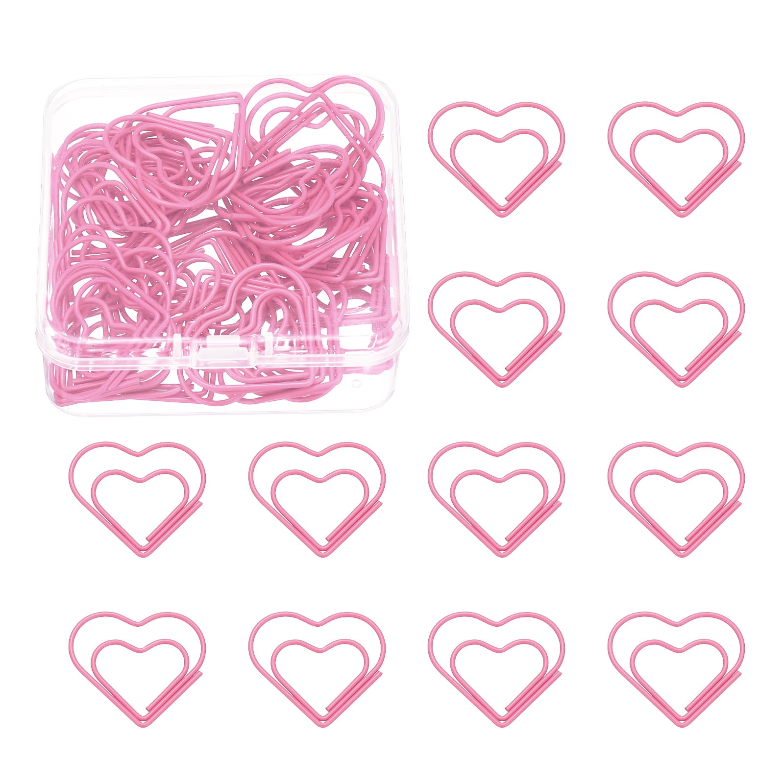 Uxcell 50 Pcs Heart Shape Paper Clip, Metal Cute Small Paper Clamp ...