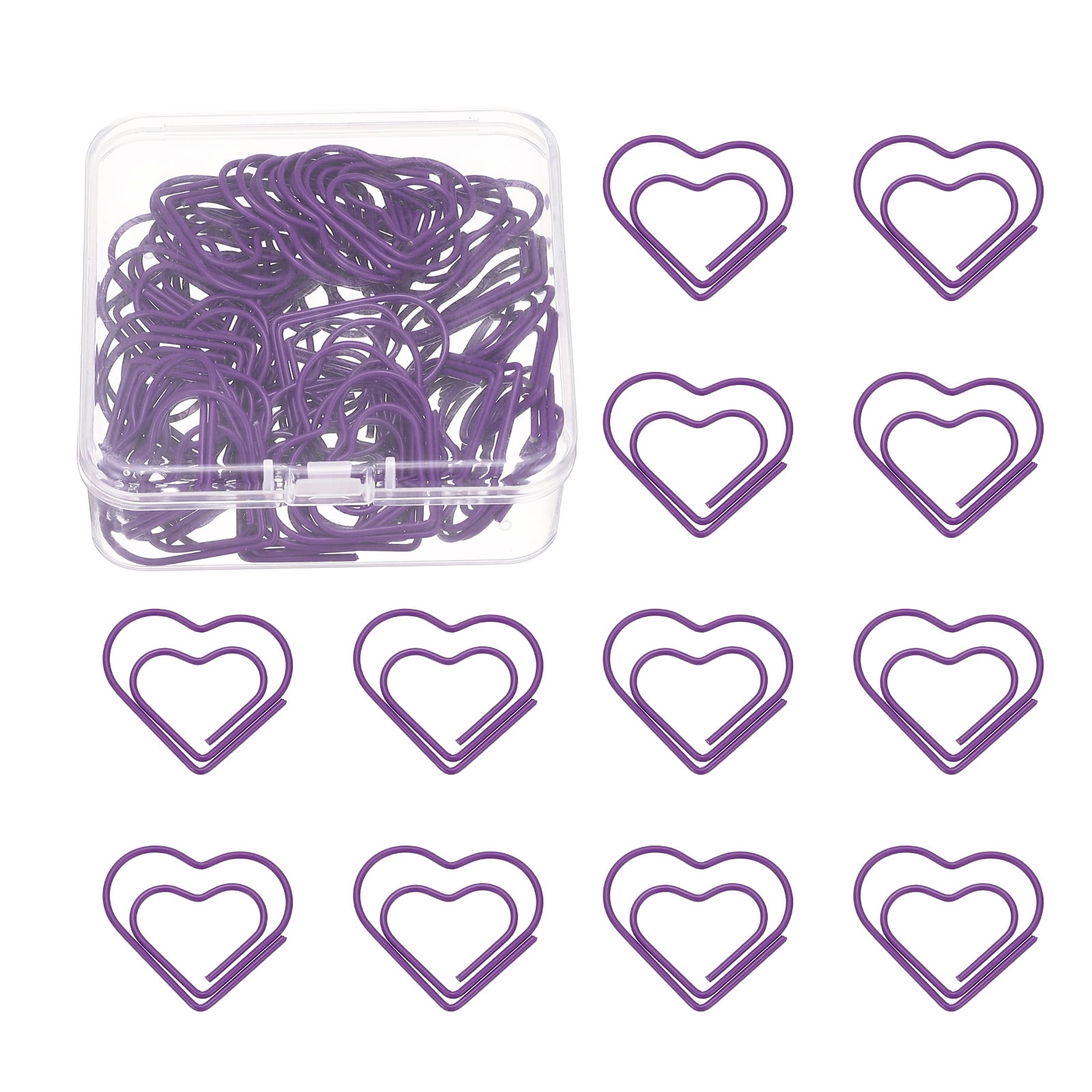 Uxcell 50 Pcs Heart Shape Paper Clip, Metal Cute Small Paper Clamp ...