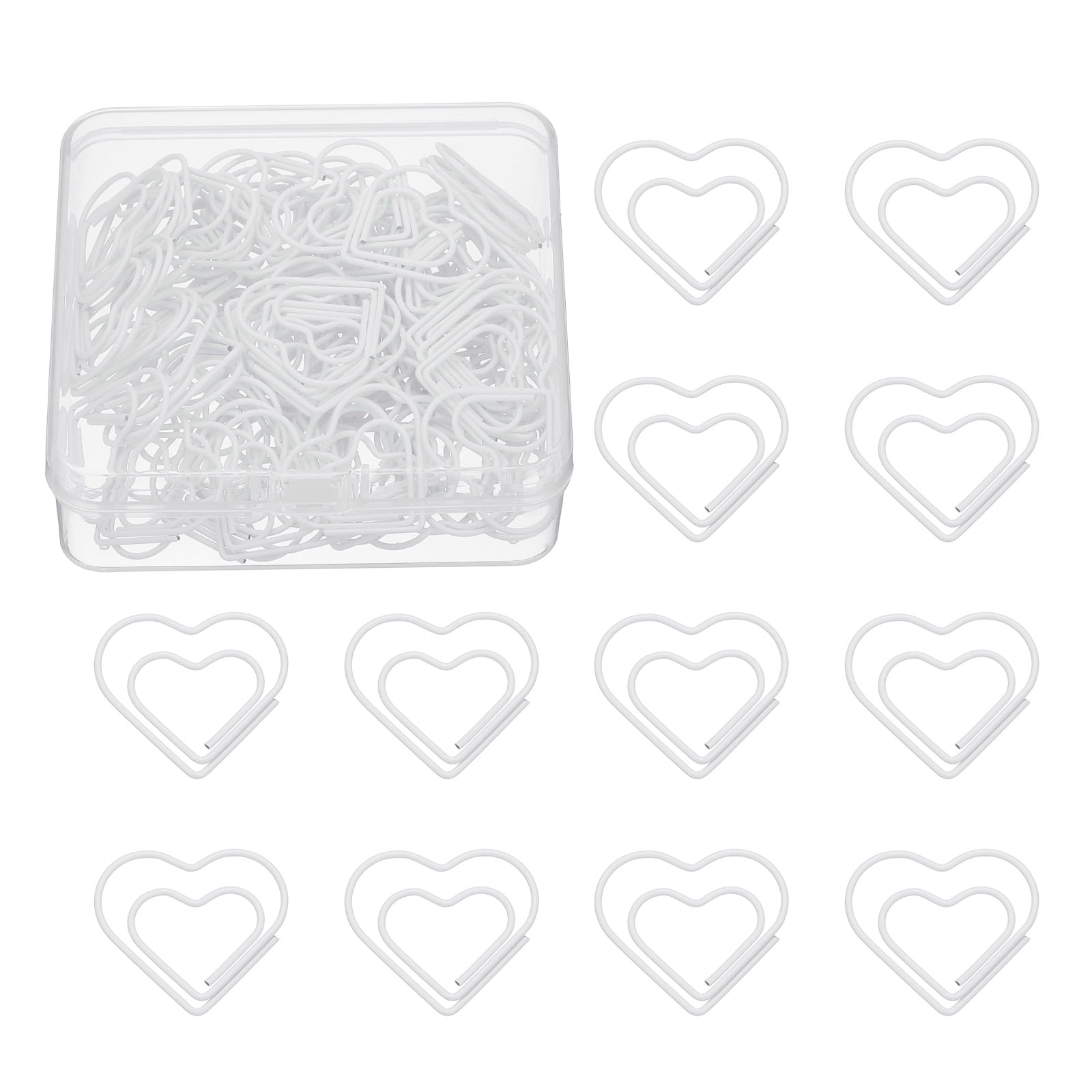 Uxcell 50 Pcs Heart Shape Paper Clip, Metal Cute Small Paper Clamp ...