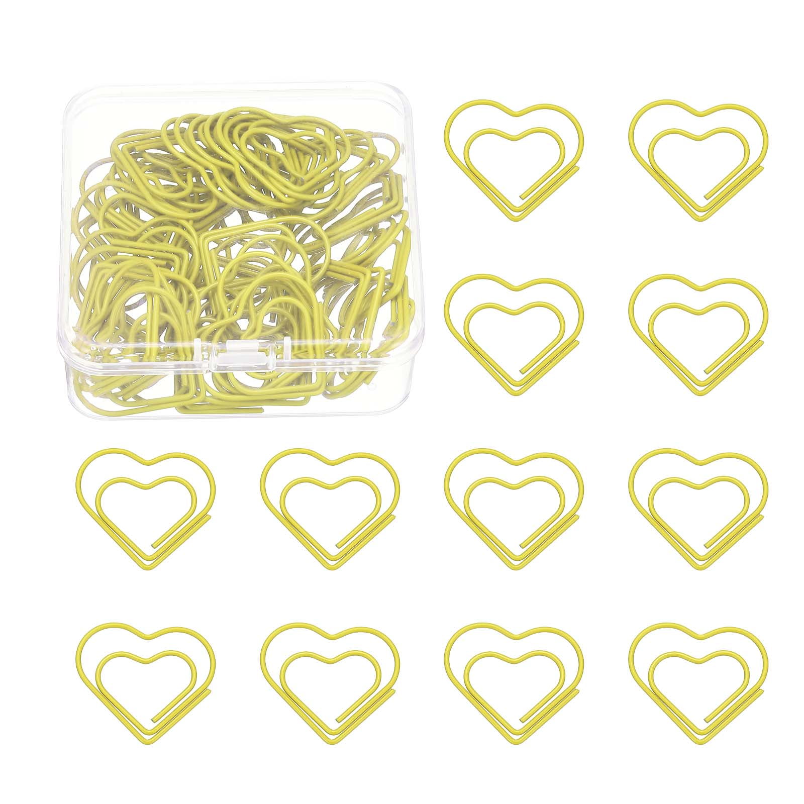 Uxcell 50 Pcs Heart Shape Paper Clip, Metal Cute Small Paper Clamp ...