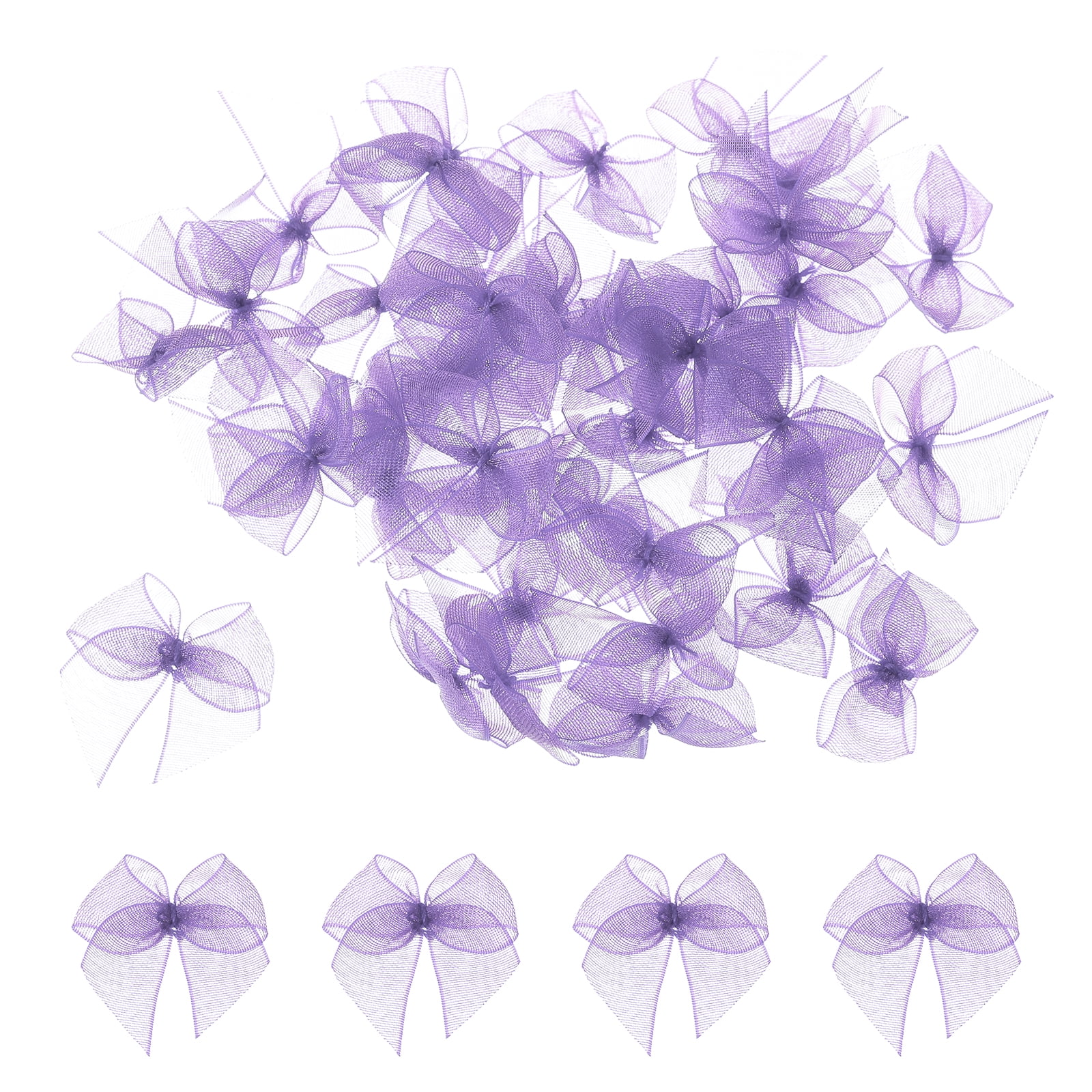 Uxcell 50 Pcs Mini Chiffon Ribbon Bow 1" Mini Fabric Satin Ribbon ...