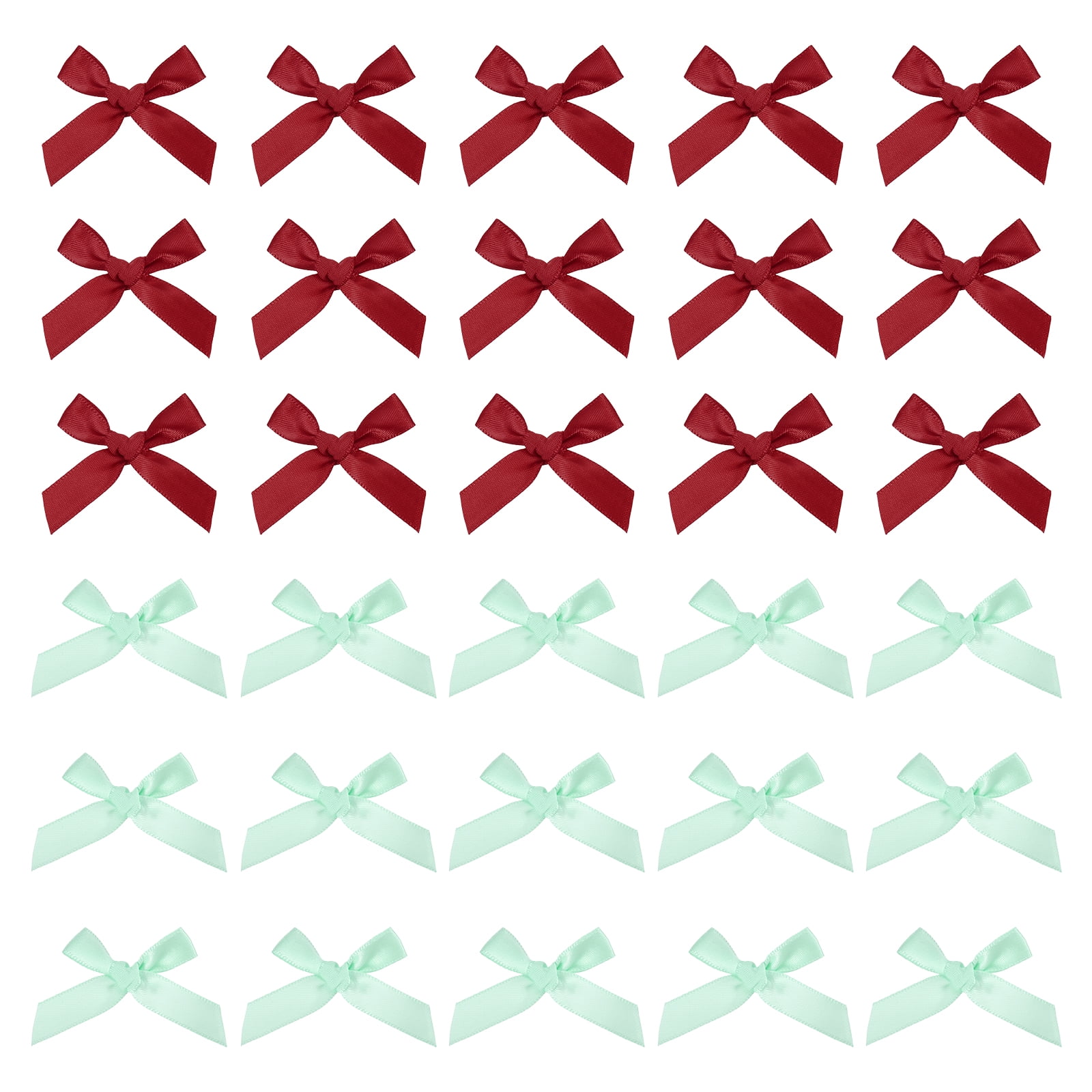 Uxcell 50 Pcs Mini Ribbon Bow 1.8 Inch Mini Fabric Satin Ribbon Flower ...