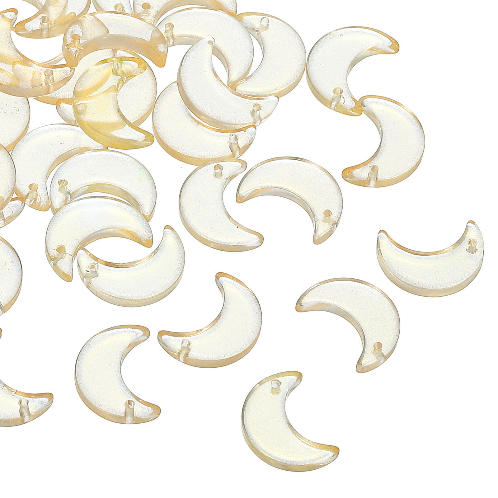 Uxcell 50 Pcs Moon Crescent Beads, Moon Shaper Glass Loose Spacer ...