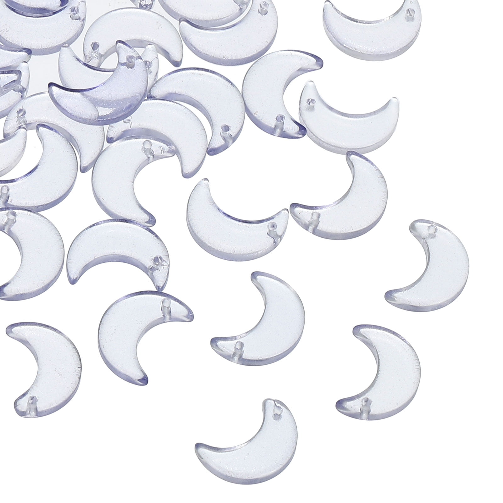 Uxcell 50 Pcs Moon Crescent Beads, Moon Shaper Glass Loose Spacer, Pale ...