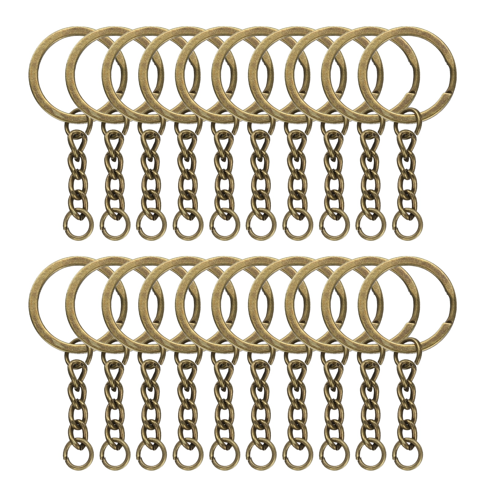 Uxcell 50 Pcs Split Keychain Ring with Chain Bulk Round Keyrings for ...