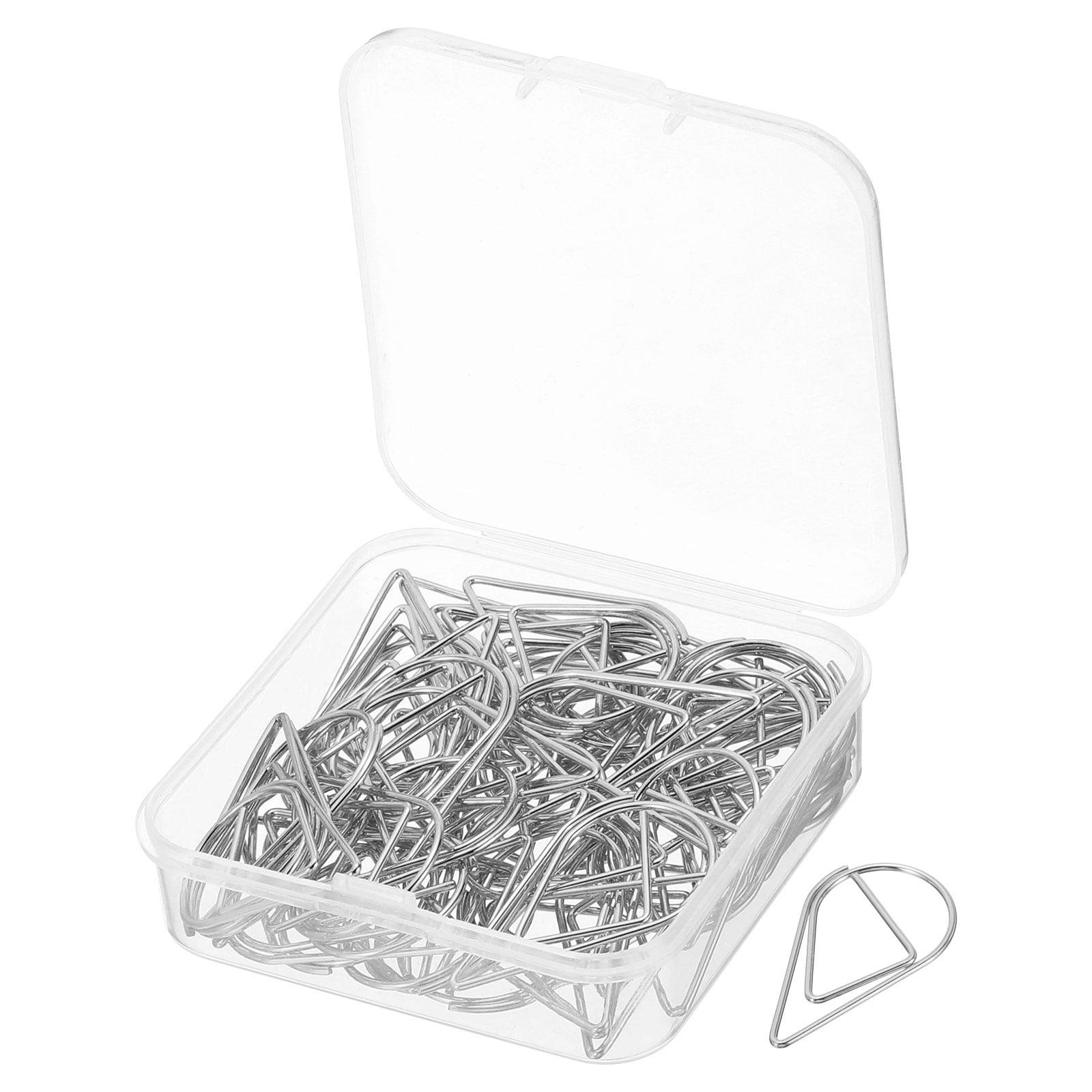 Uxcell 50 Pieces Metal Paper Clip Drop-Shaped with Box 1.3 Inch Silver ...