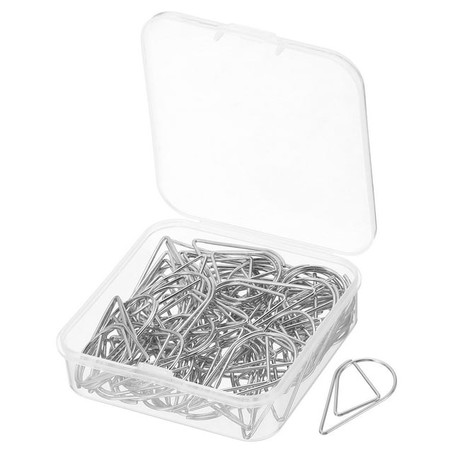 Uxcell 50 Pieces Metal Paper Clip Drop-Shaped with Box 1.3 Inch Silver ...