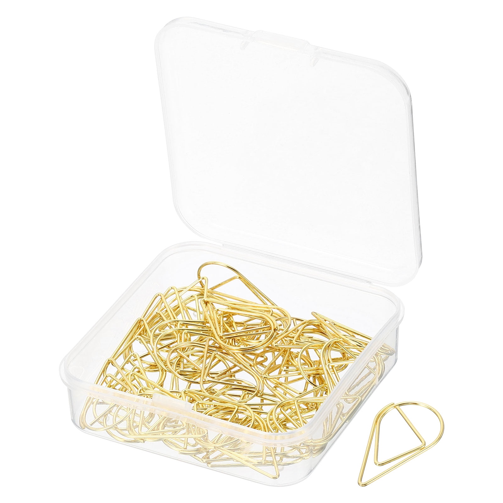 Uxcell 50 Pieces Metal Paper Clip Drop-Shaped with Box 1 Inch Gold Tone ...