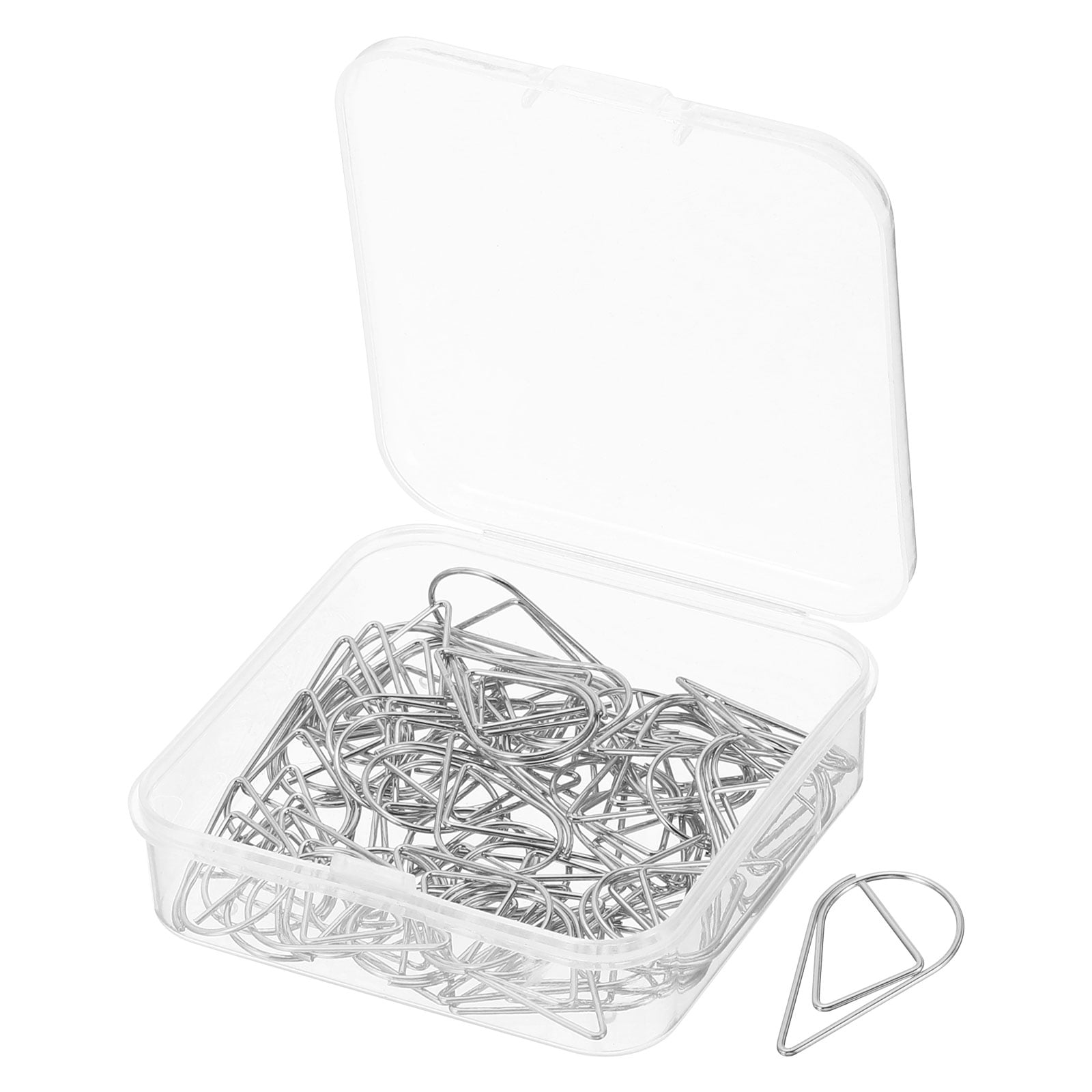 Uxcell 50 Pieces Metal Paper Clip Drop-Shaped with Box 1 Inch Silver ...