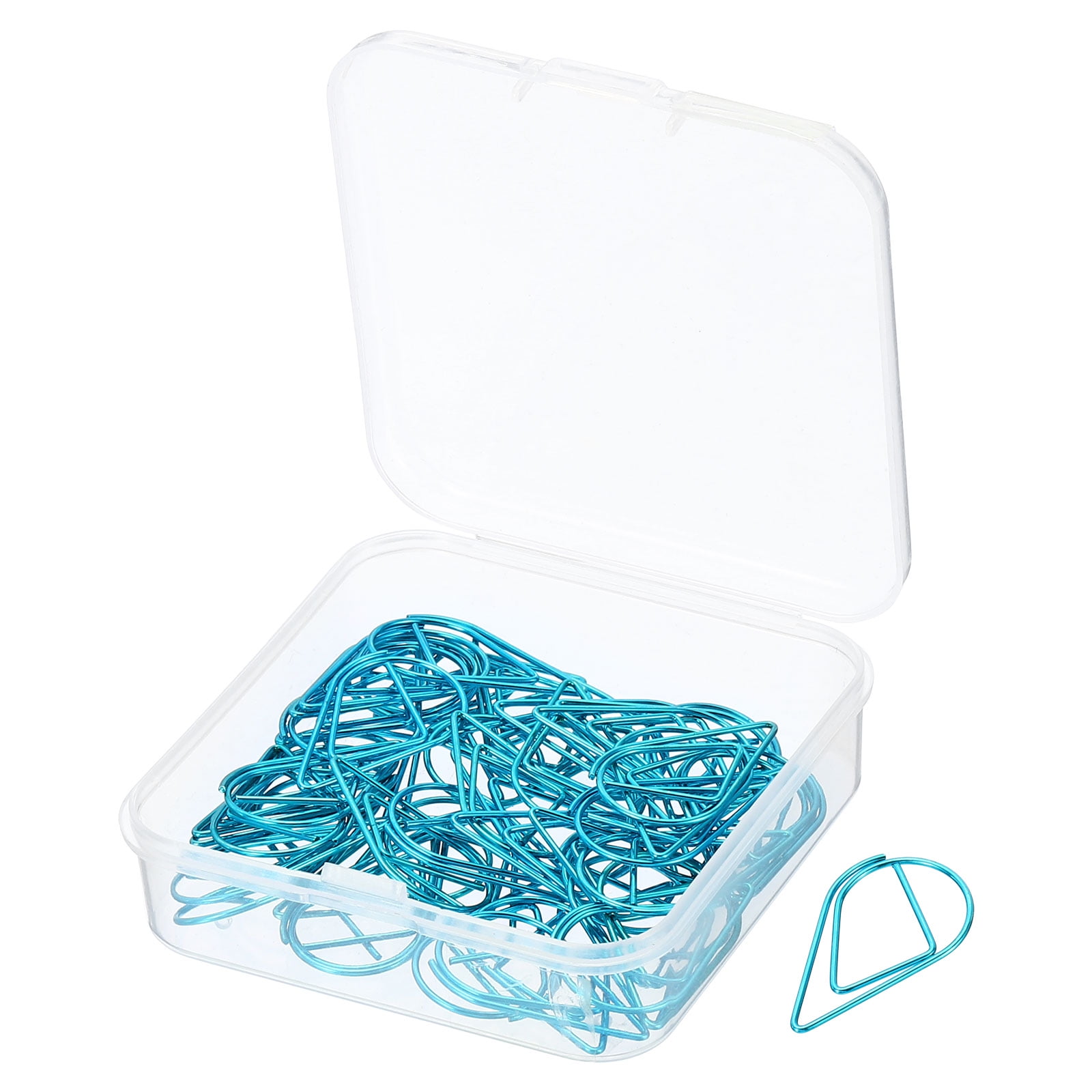 Uxcell 50 Pieces Metal Paper Clip Drop-Shaped with Box 1 Inch Sky Blue ...
