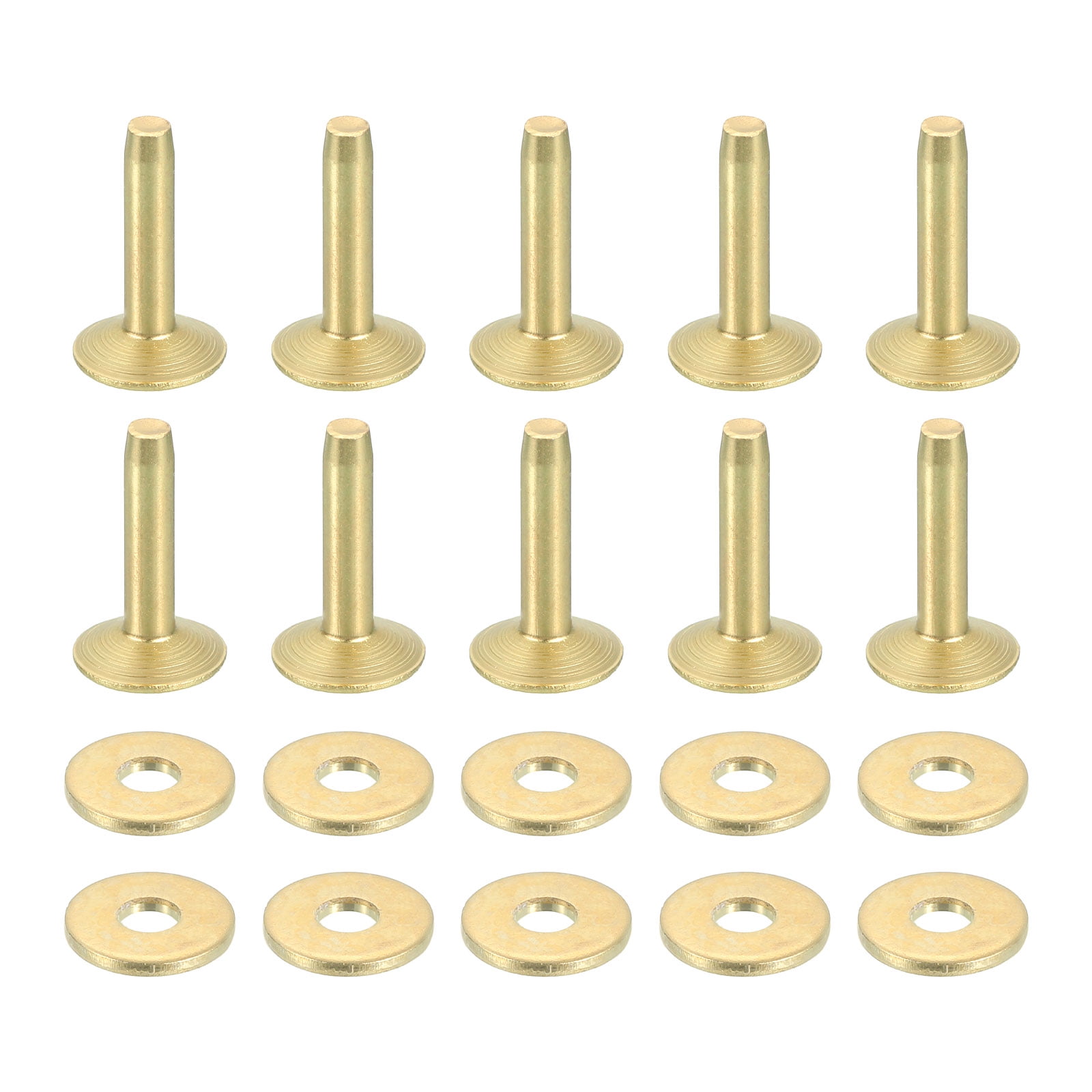 Uxcell 50 Set 10x3.3x14mm Solid Copper Rivets and Burrs Leather ...