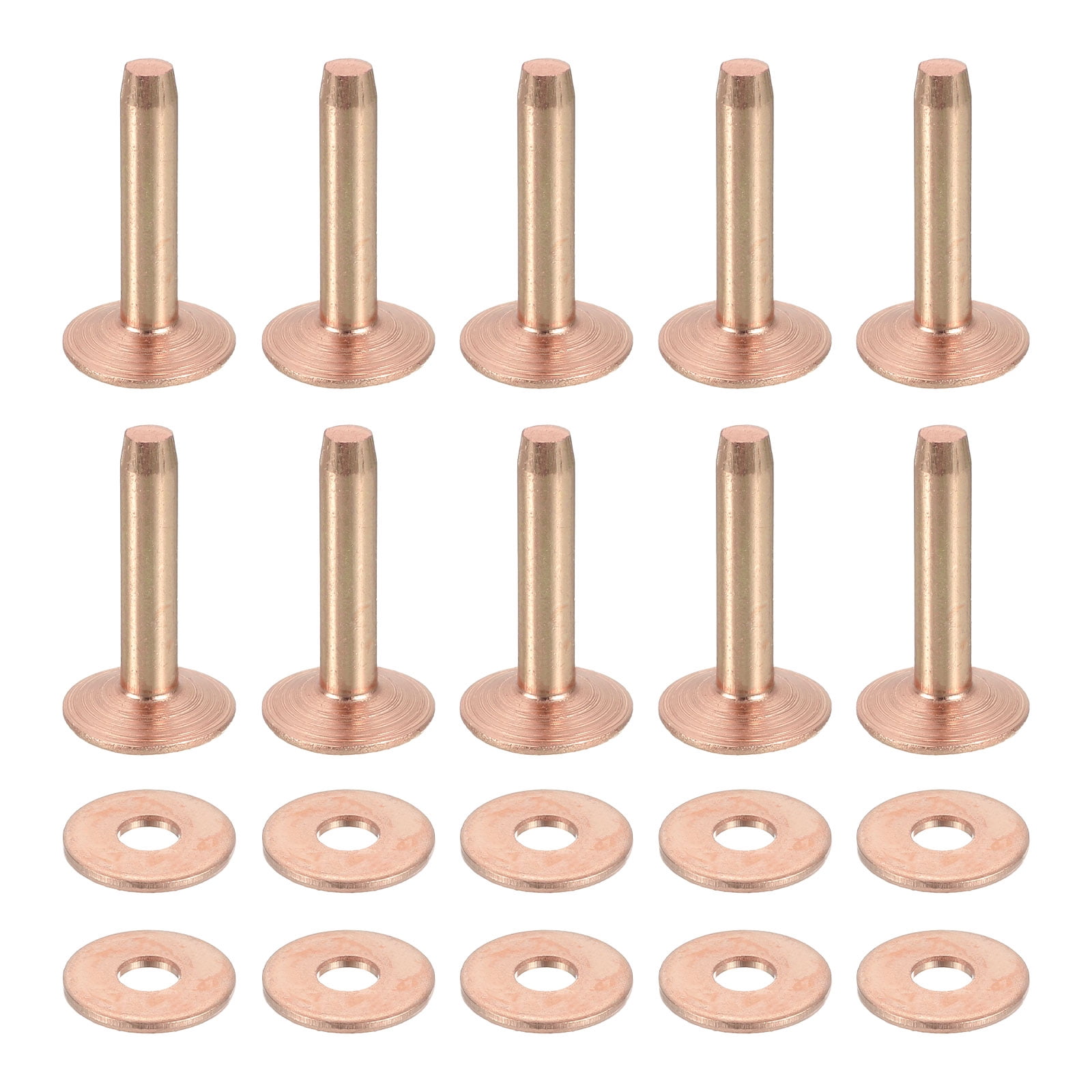 Uxcell 50 Set 12x4x19mm Solid Copper Rivets and Burrs Leather Fastener ...