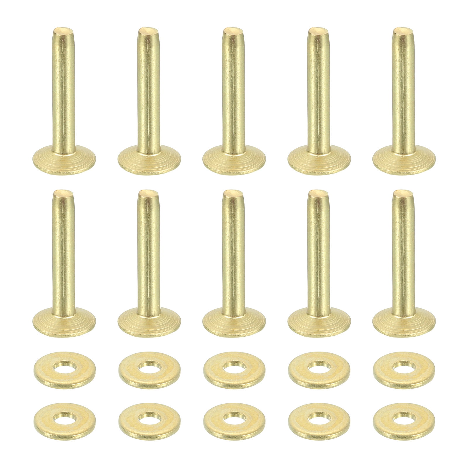 Uxcell 50 Set 9x3.3x19mm Solid Copper Rivets and Burrs Leather Fastener ...