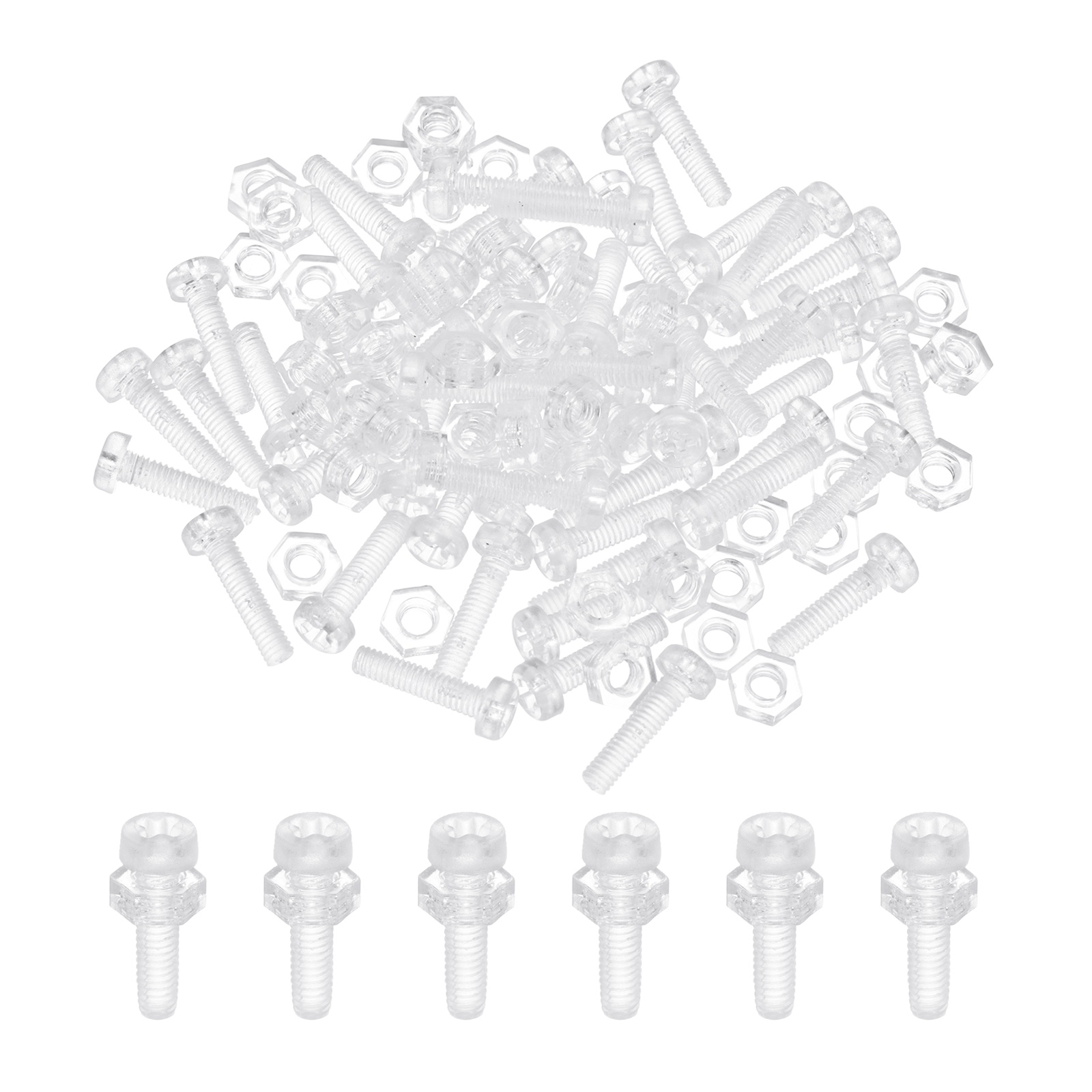 Uxcell 50 Set M2.5x10mm Clear Acrylic Phillips Round Head Screws with ...