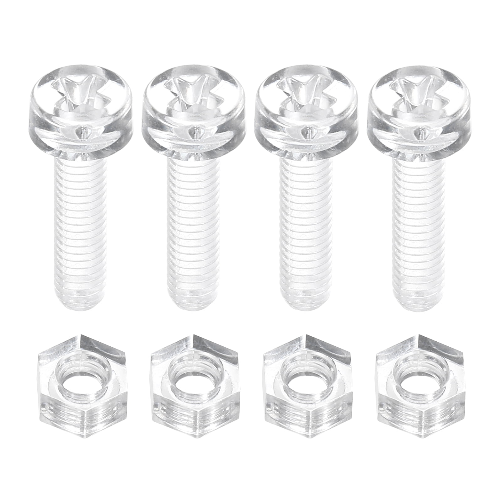 Uxcell 50 Sets Clear Acrylic Screws and Nuts Kit, M3 x 12mm PC ...