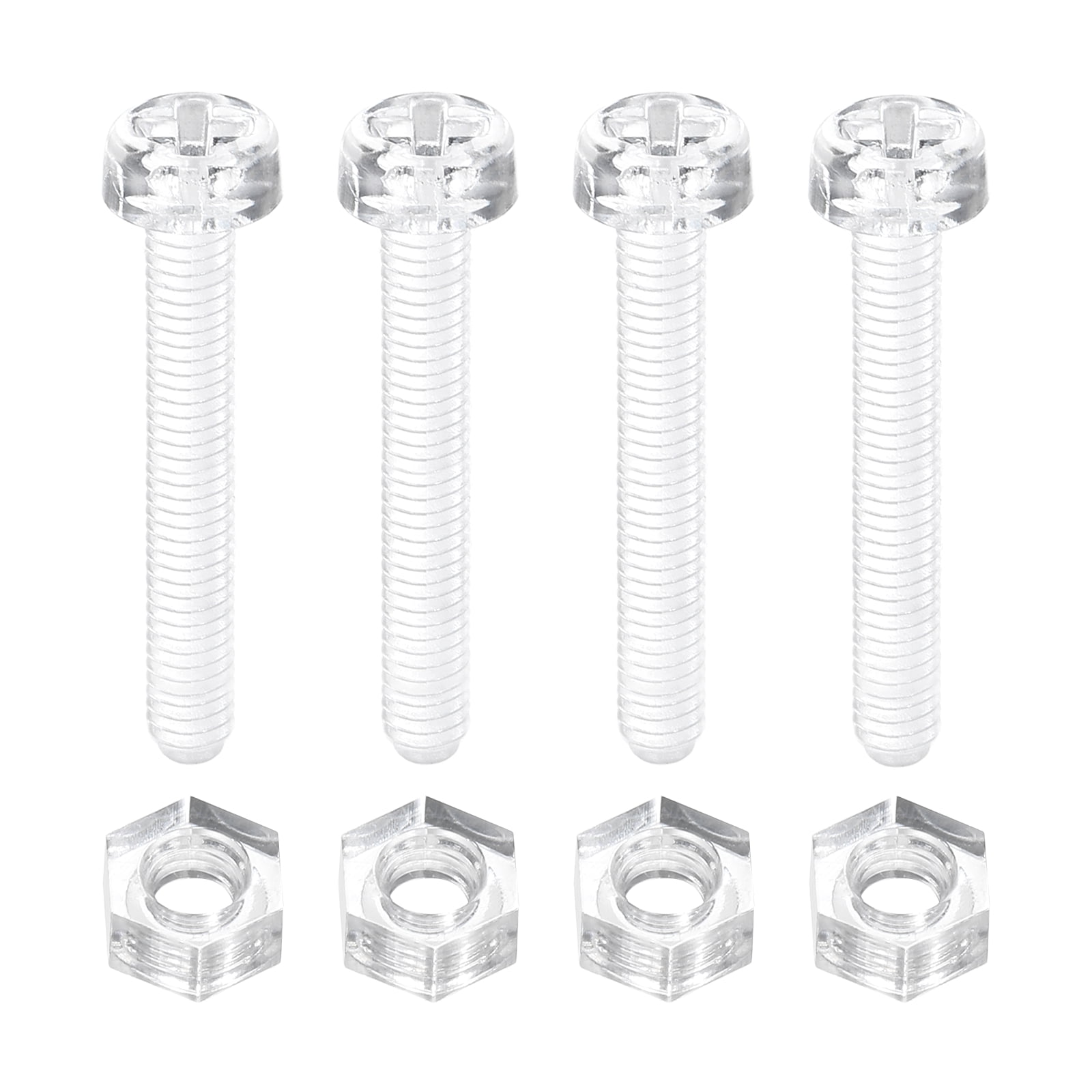 Uxcell 50 Sets Clear Acrylic Screws and Nuts Kit, M3 x 20mm PC ...
