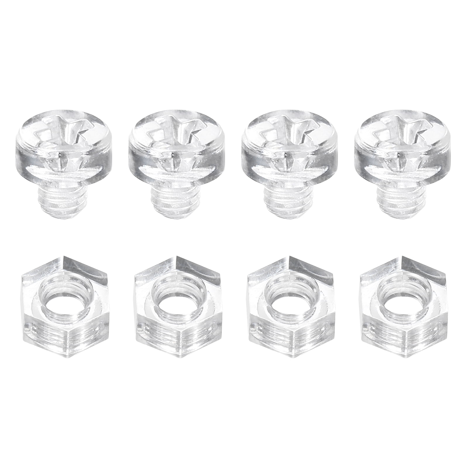 Uxcell 50 Sets Clear Acrylic Screws and Nuts Kit, M3 x 3mm PC ...