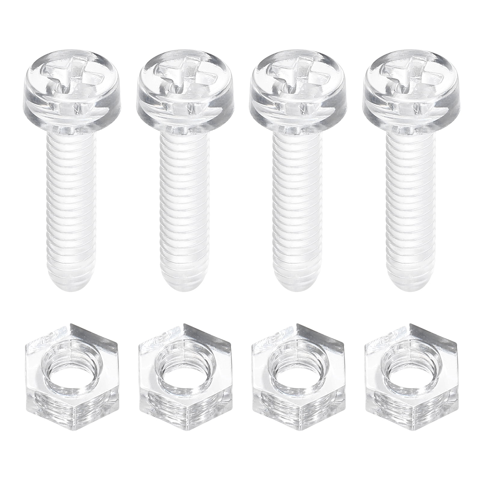 Uxcell 50 Sets Clear Acrylic Screws and Nuts Kit, M4 x 16mm PC ...