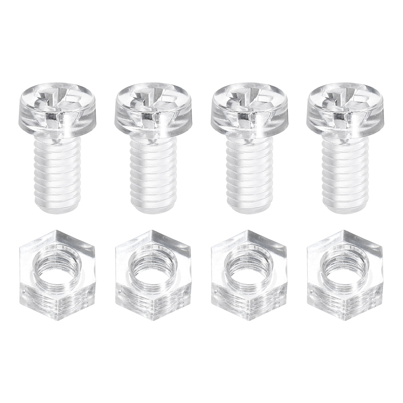 Uxcell 50 Sets Clear Acrylic Screws and Nuts Kit, M6 x 12mm PC ...