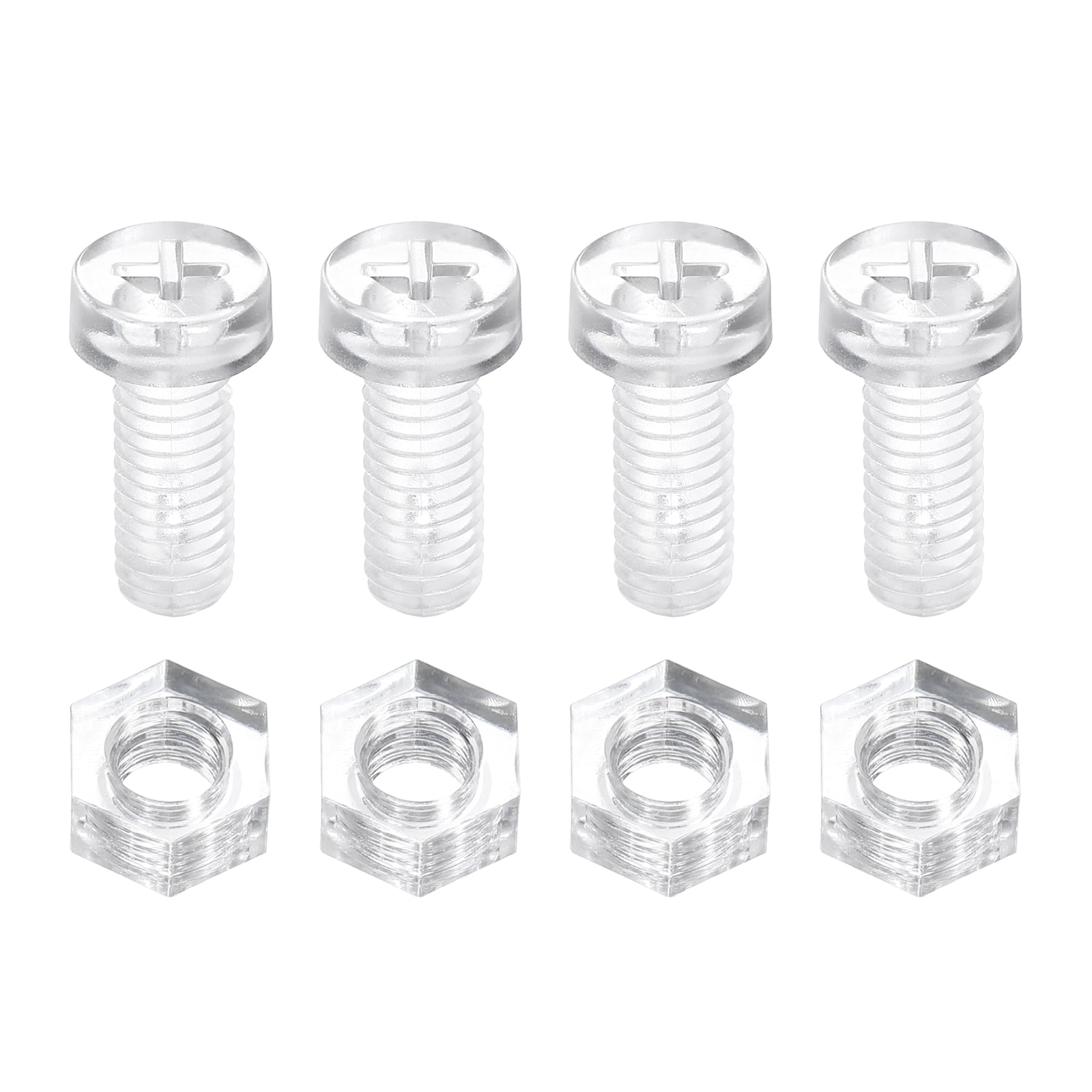 Uxcell 50 Sets Clear Acrylic Screws and Nuts Kit, M6 x 15mm PC ...