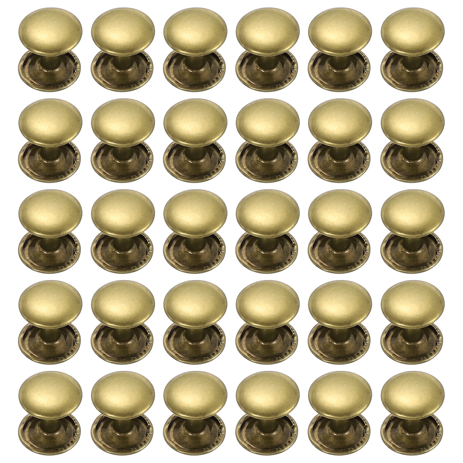 Uxcell 50 Sets Double Cap Leather Rivets, 10x10mm Round Cap Metal Studs ...