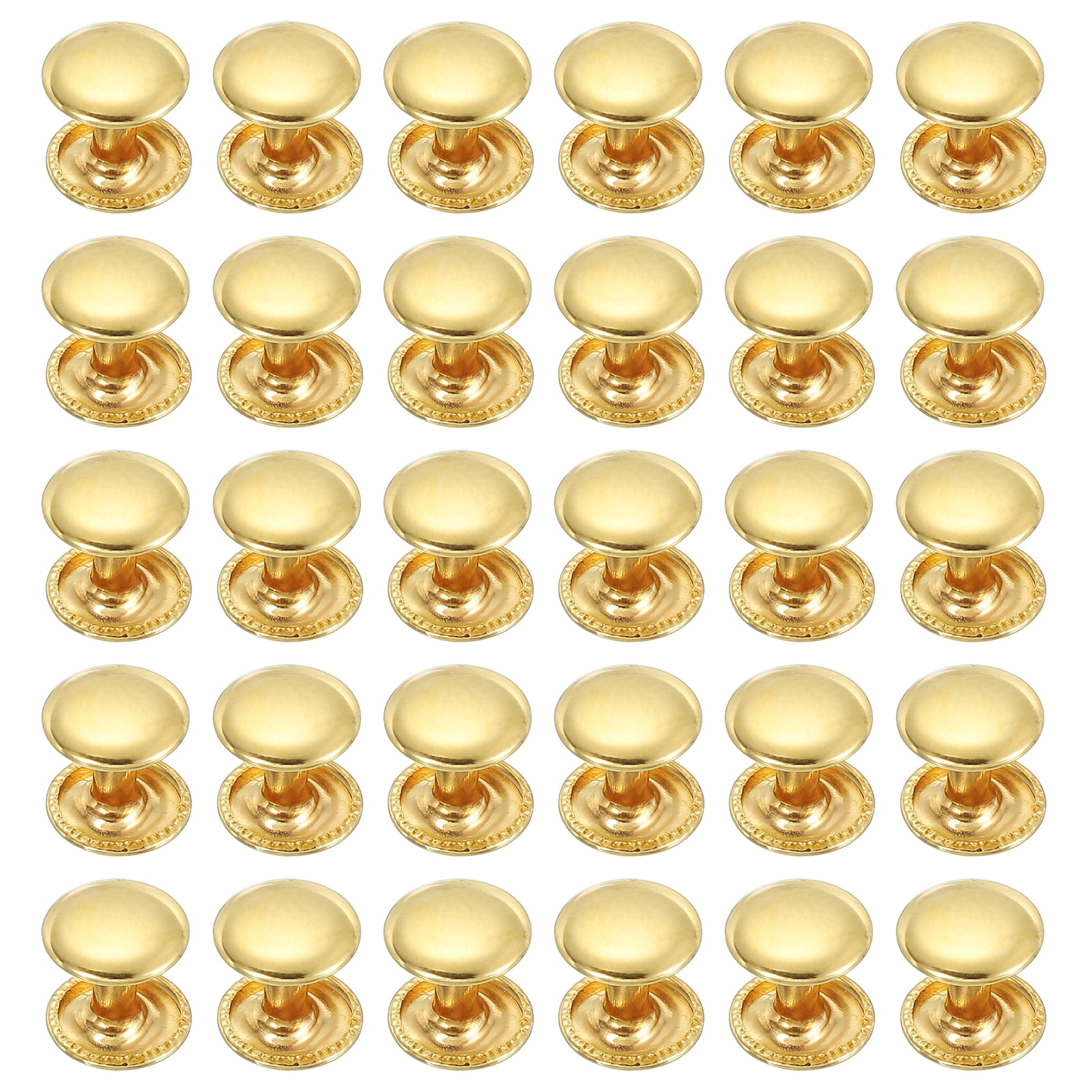 Uxcell 50 Sets Double Cap Leather Rivets, 10x10mm Round Cap Metal Studs ...