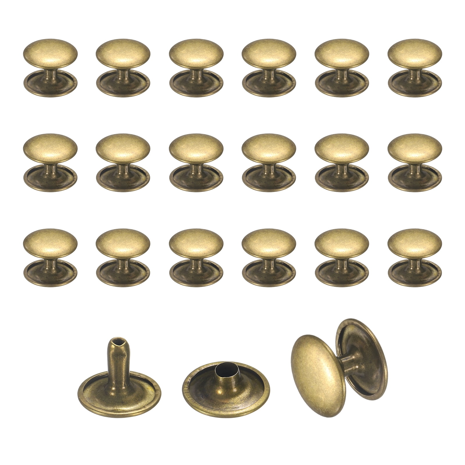 Uxcell 50 Sets Leather Rivets, 12mm Double Cap Rivets, 10mm Height ...