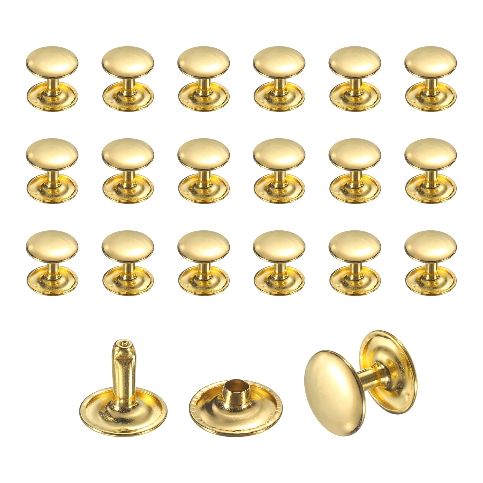 Uxcell 50 Sets Leather Rivets, 12mm Double Cap Rivets, 12mm Height ...