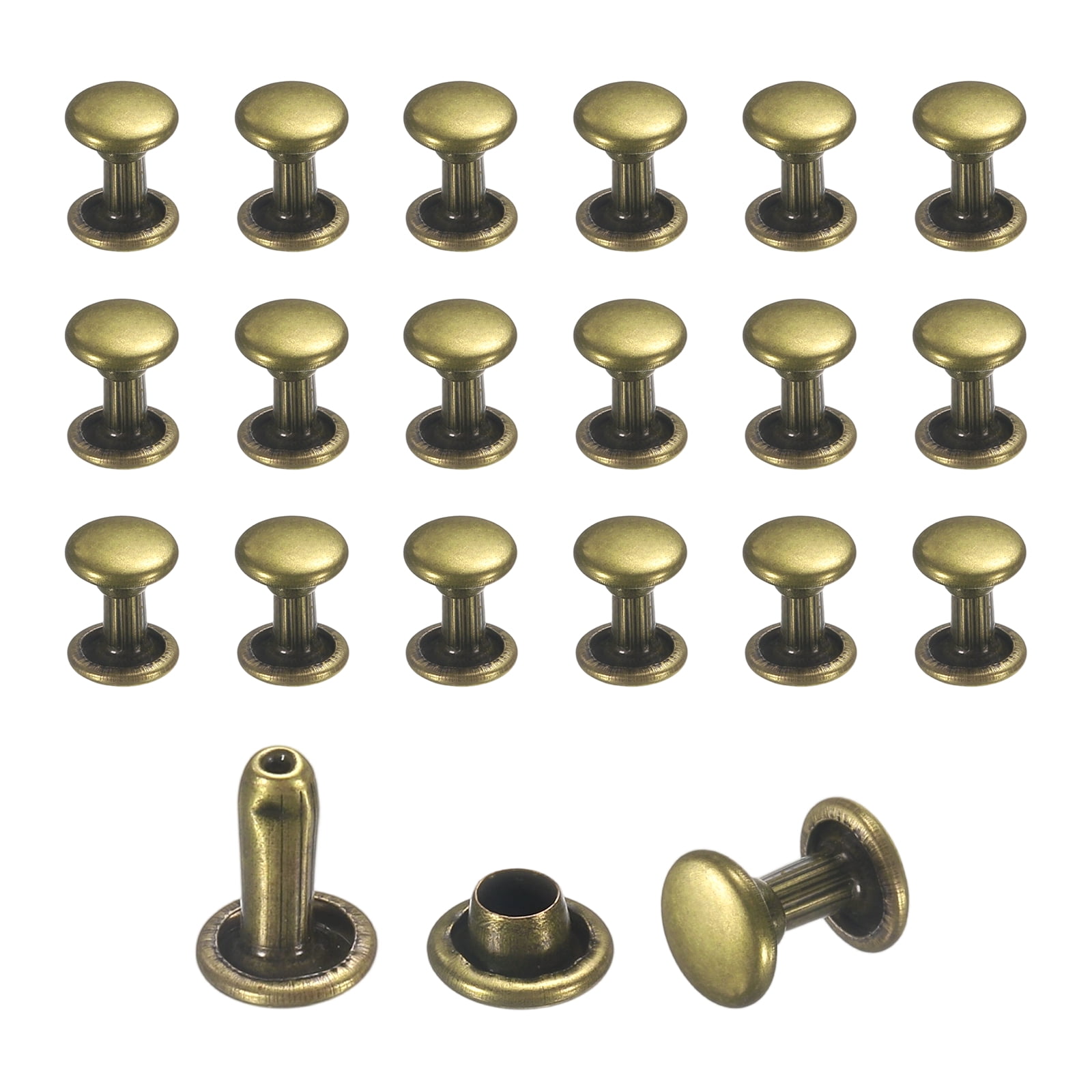 Uxcell 50 Sets Leather Rivets, 6mm Double Cap Rivets, 8mm Height ...