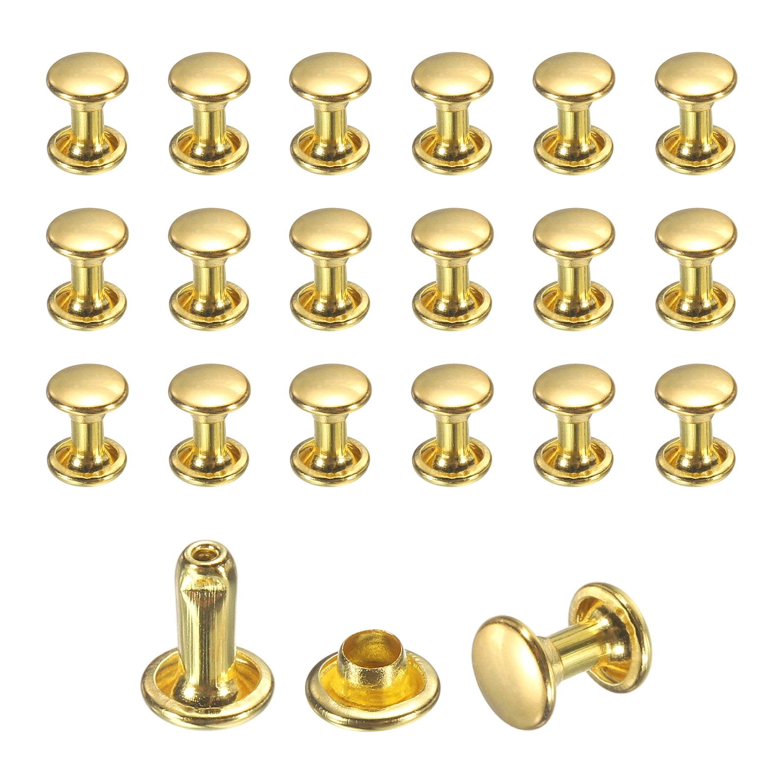Uxcell 50 Sets Leather Rivets, 6mm Double Cap Rivets, 8mm Height ...