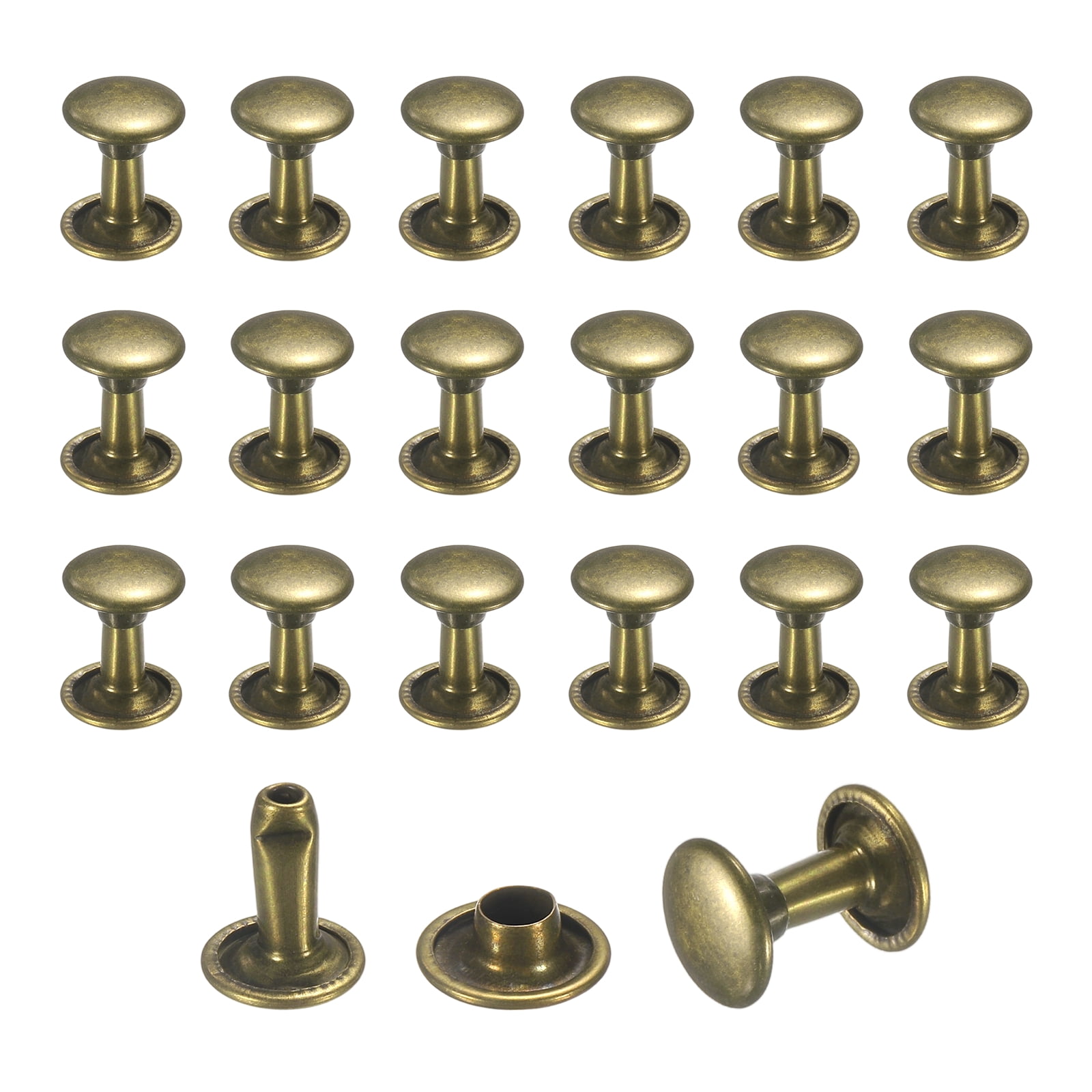 Uxcell 50 Sets Leather Rivets, 8mm Double Cap Rivets, 10mm Height ...