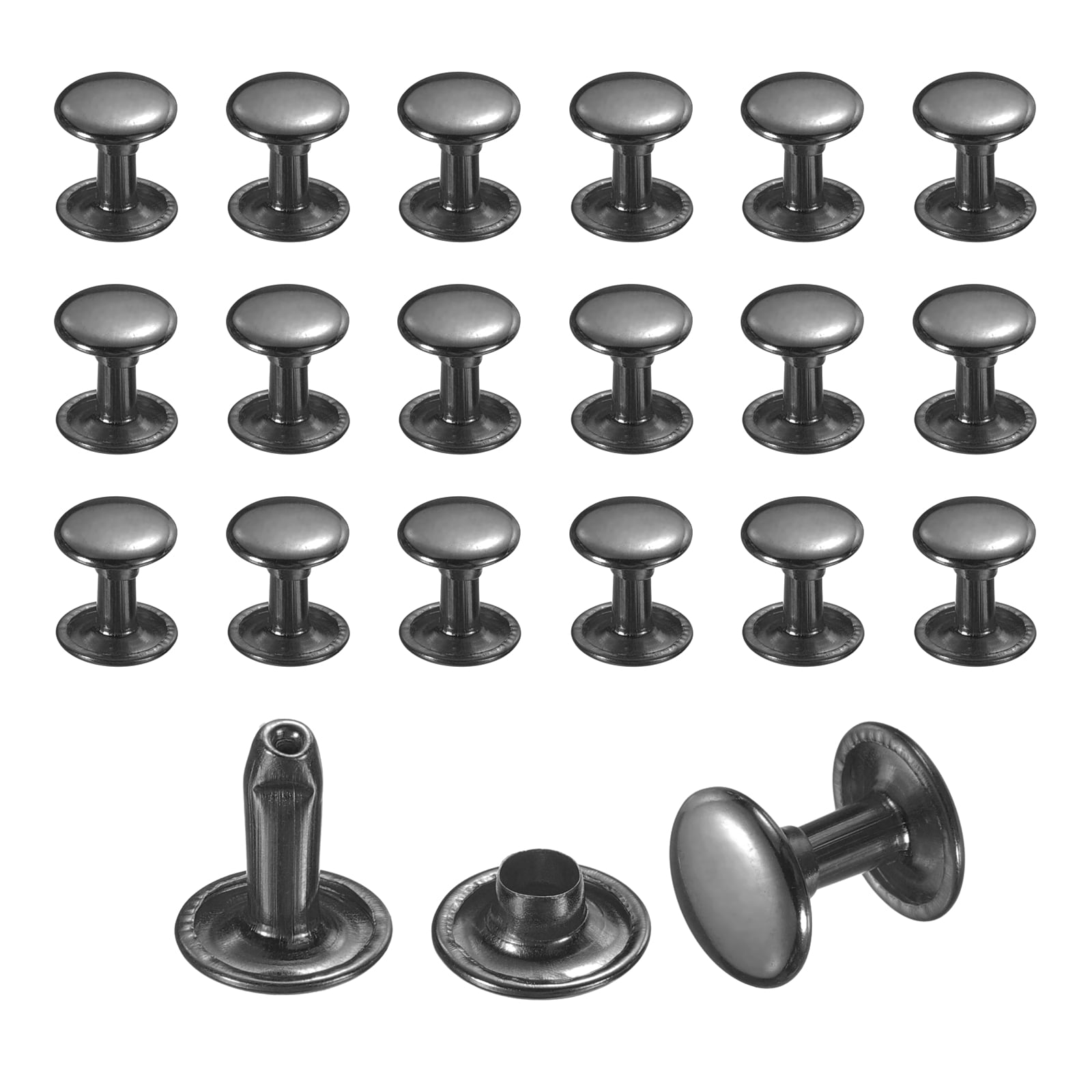 Uxcell 50 Sets Leather Rivets, 9mm Double Cap Rivets, 10mm Height ...