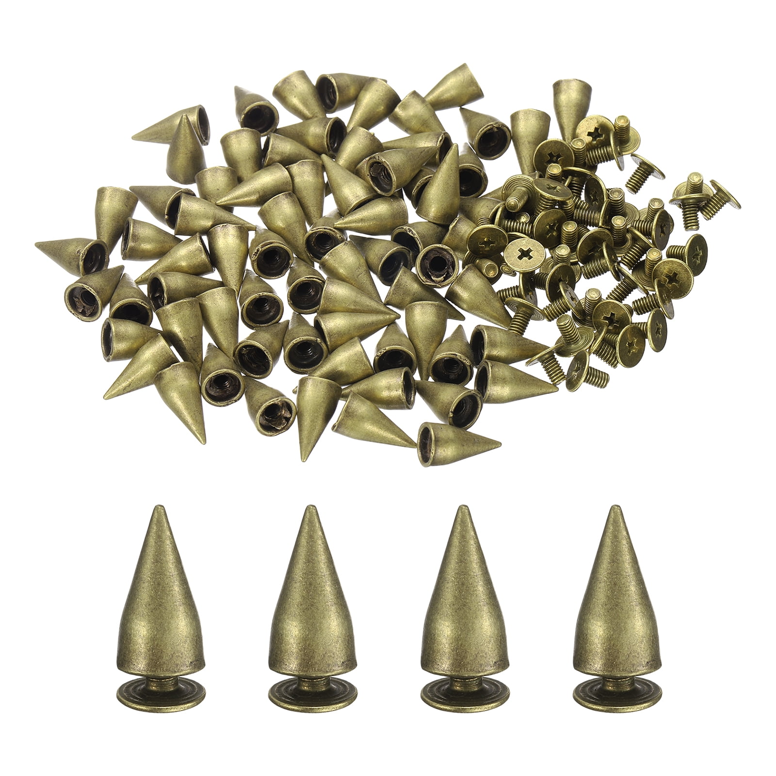 Uxcell 50 Sets Spikes and Studs, 7 x 13mm Cone Spikes Screw Back Studs ...